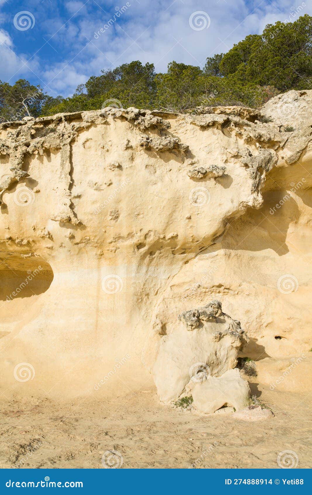 Beach clay rock stock photo. Image of tree, spain, mallorca - 274888914
