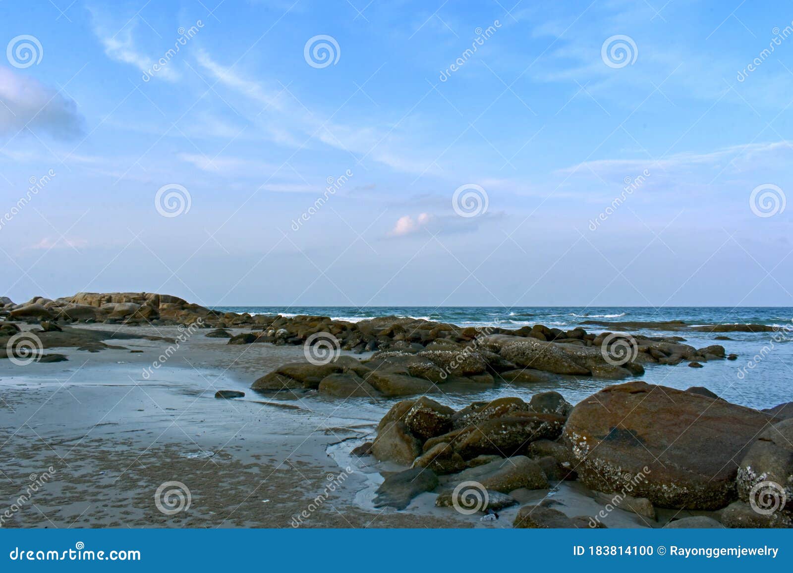 At the Beach with Clean Sand There is a Sea Breeze. and the Beautiful ...