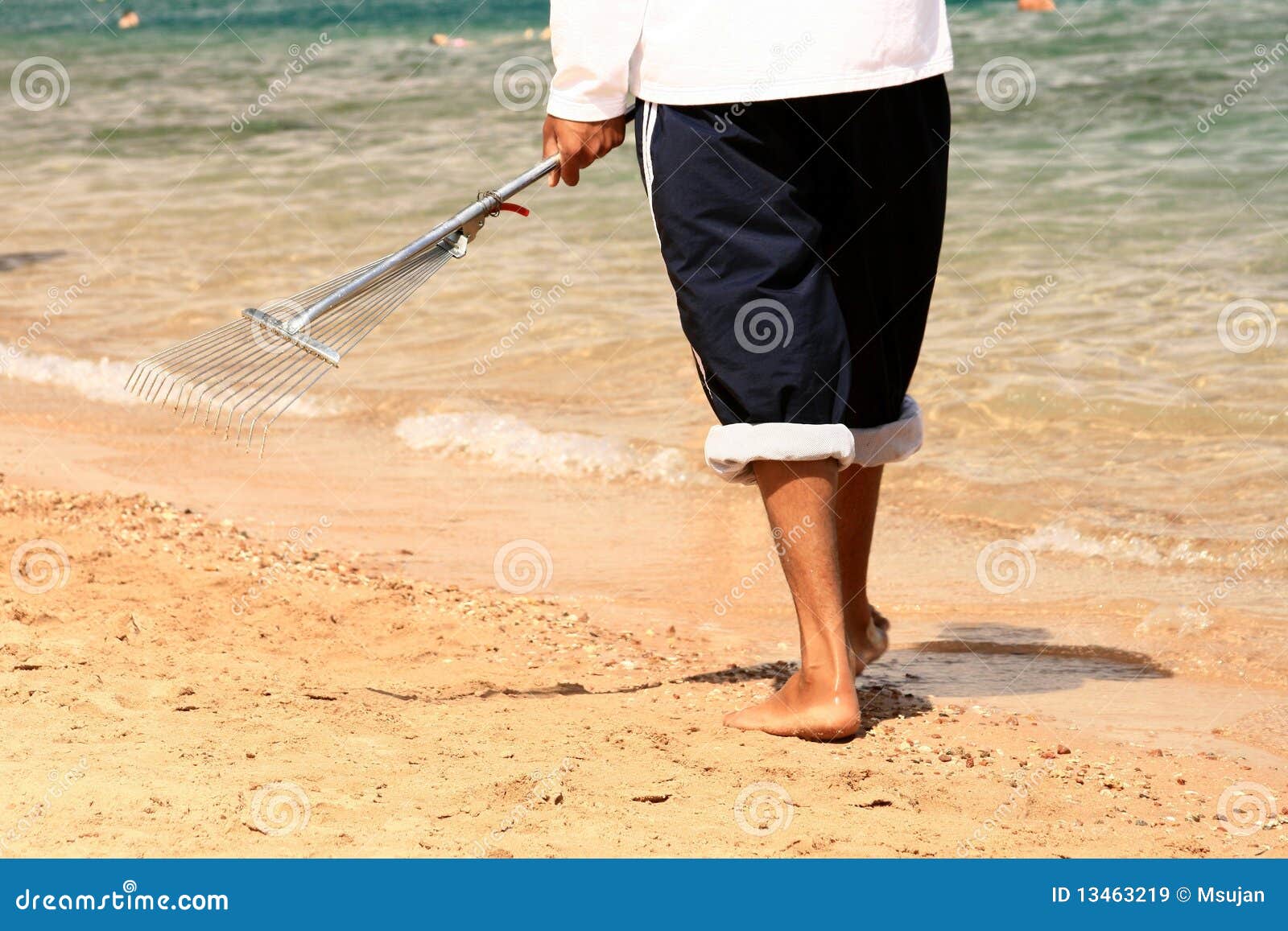 Beach cleaner stock image. Image of cleaning, worker - 13463219
