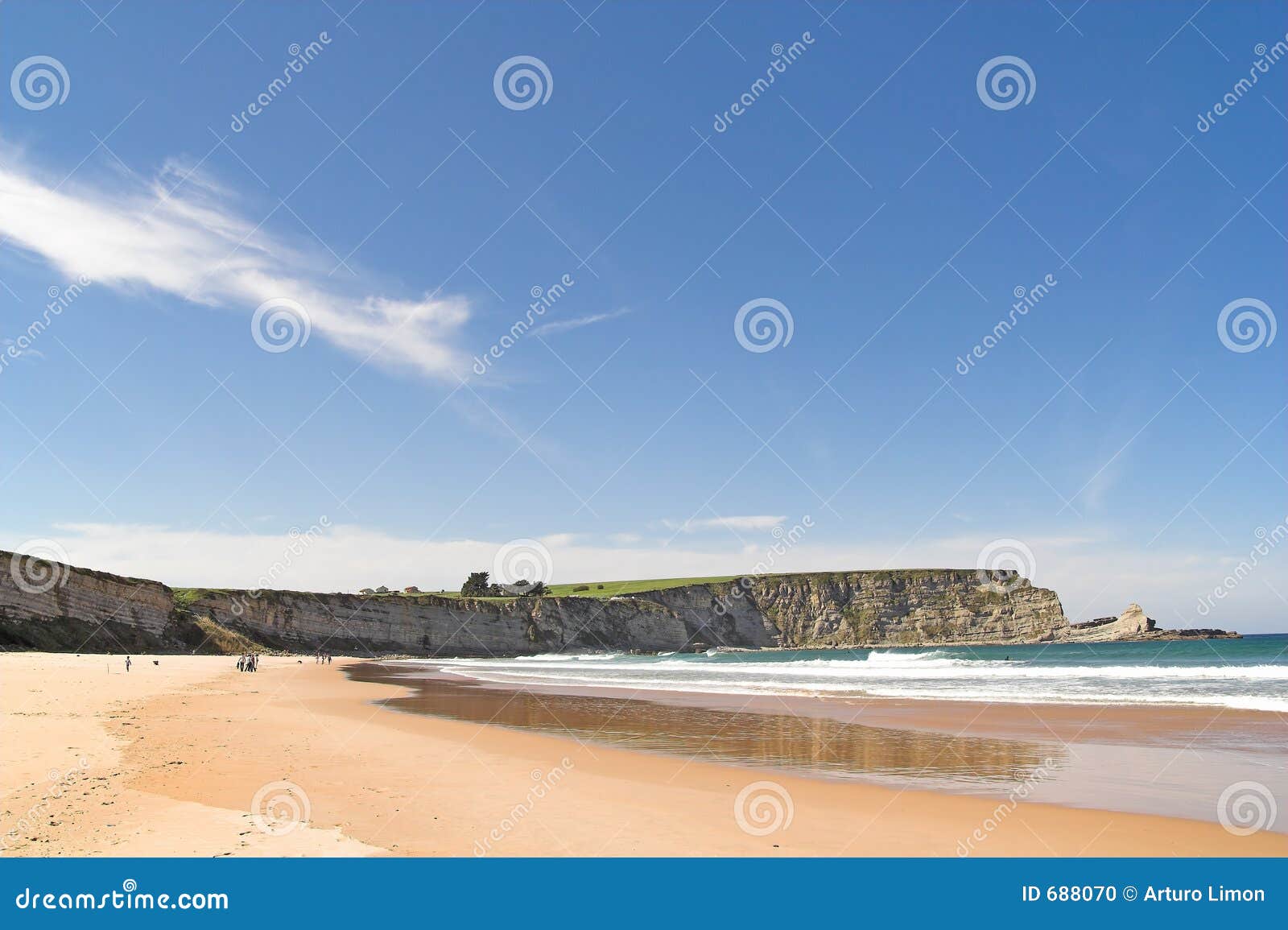 Beach and cliff stock photo. Image of spain, reflection - 688070