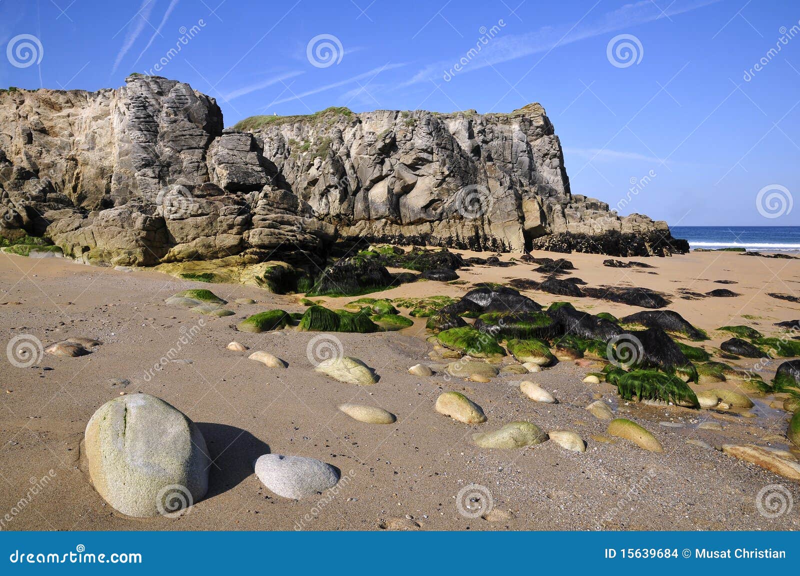 Beach and Cliff at Quiberon in France Stock Photo - Image of morbihan ...