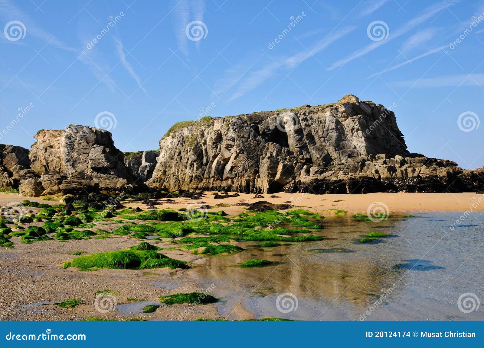 Beach and Cliff at Quiberon in France Stock Photo - Image of rock ...