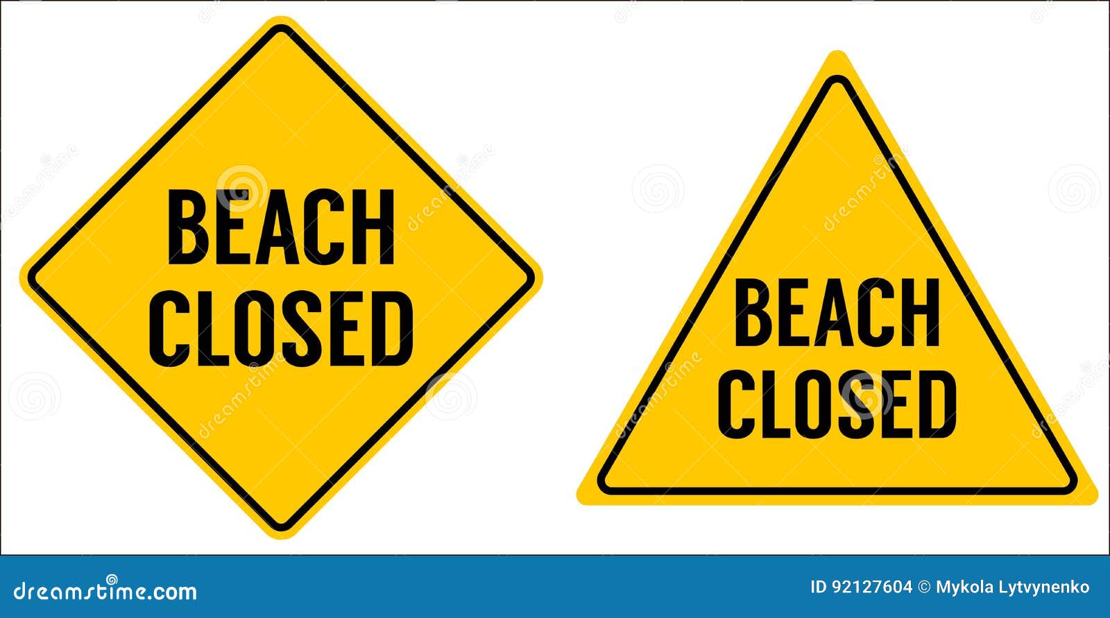 Beach Closed Sign Yellow Triangle and Rhombus Stock Vector ...