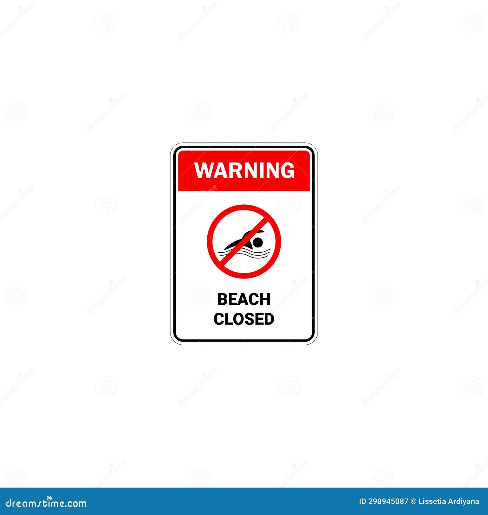 Beach Closed Warning Sign Vector Graphics Stock Vector - Illustration ...
