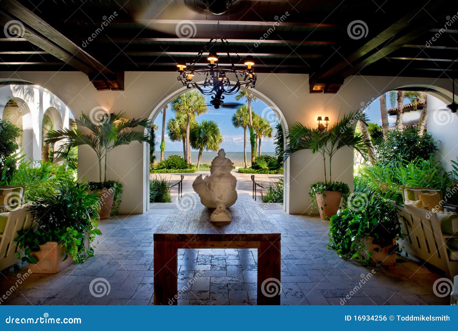 Beach Club Lobby stock photo. Image of palm, relaxation - 16934256