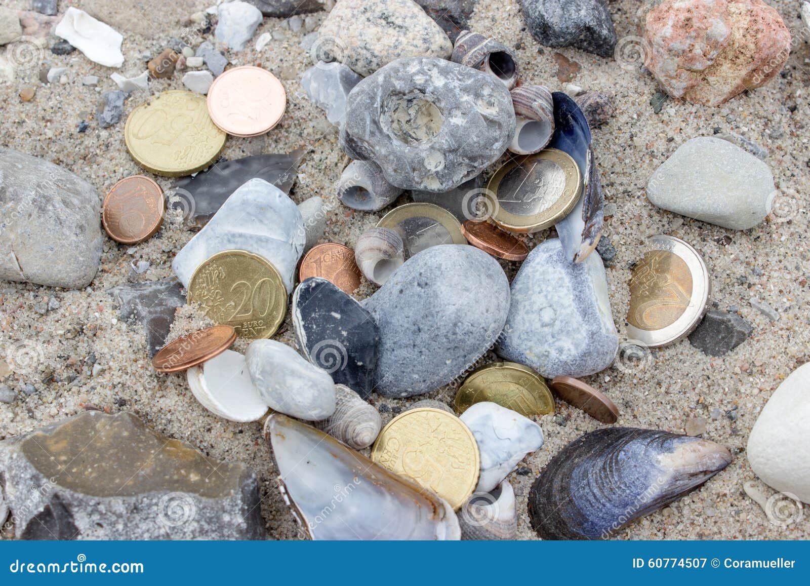 At the beach stock image. Image of shells, euro, holiday - 60774507