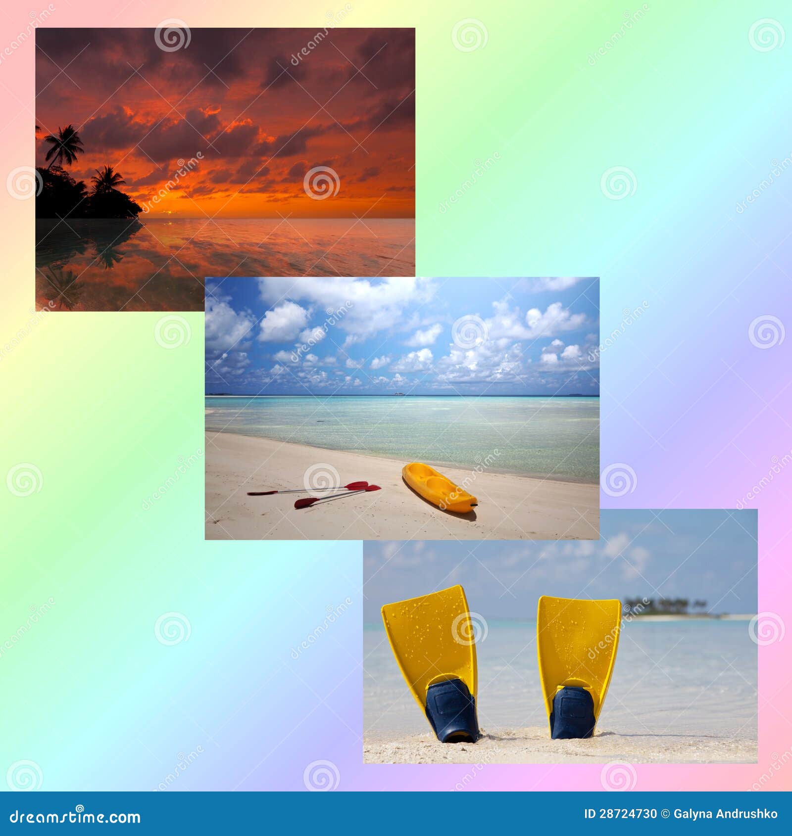 Sea And Beach Collage Royalty-Free Stock Photography | CartoonDealer ...
