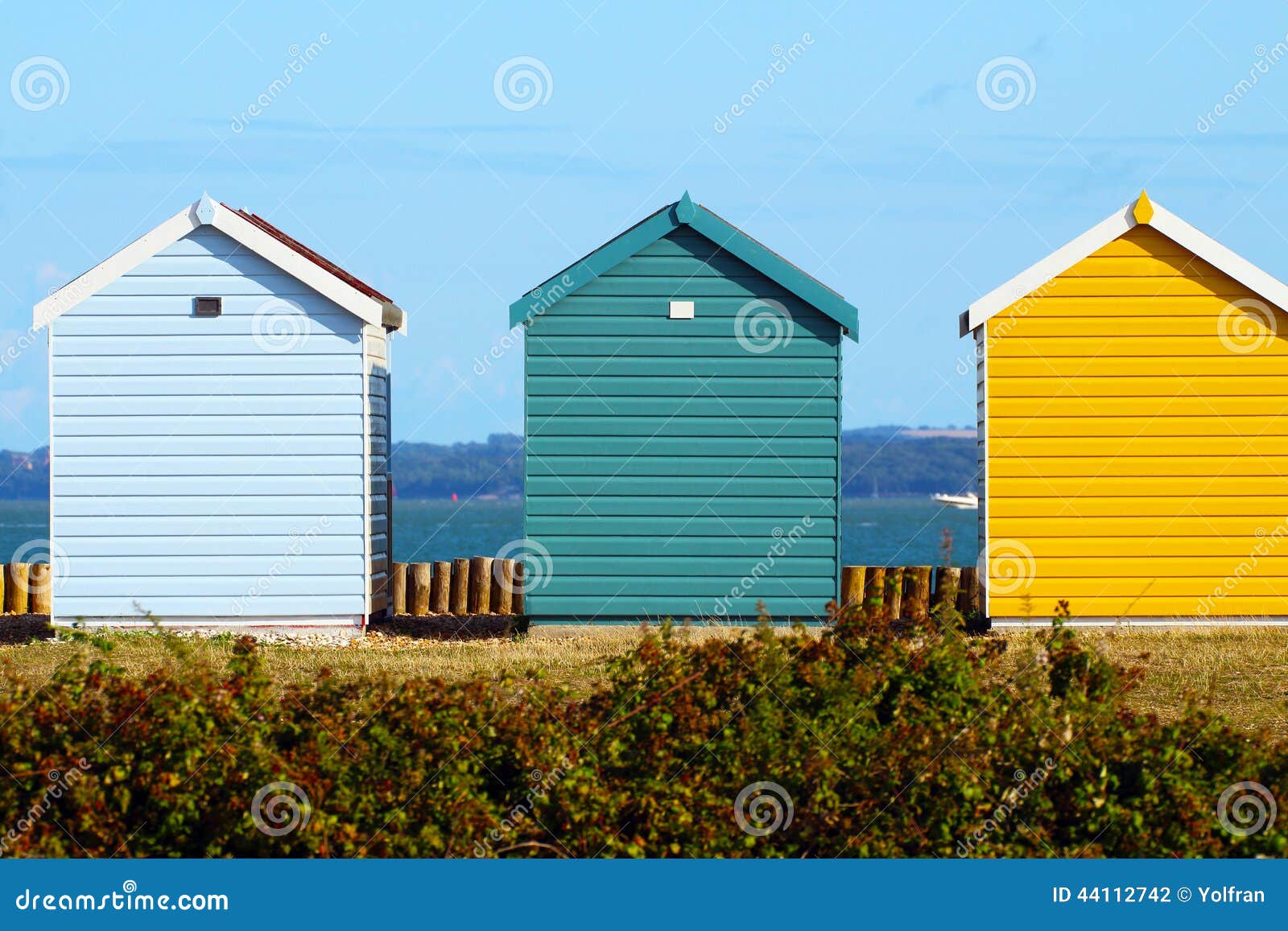 3 Beach Colorful Beach Huts Stock Photo - Image of england, seashore ...
