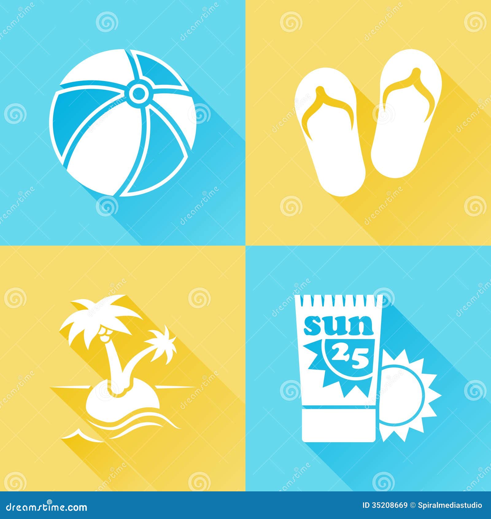 Beach colorful flat icons stock vector. Illustration of paradise - 35208669