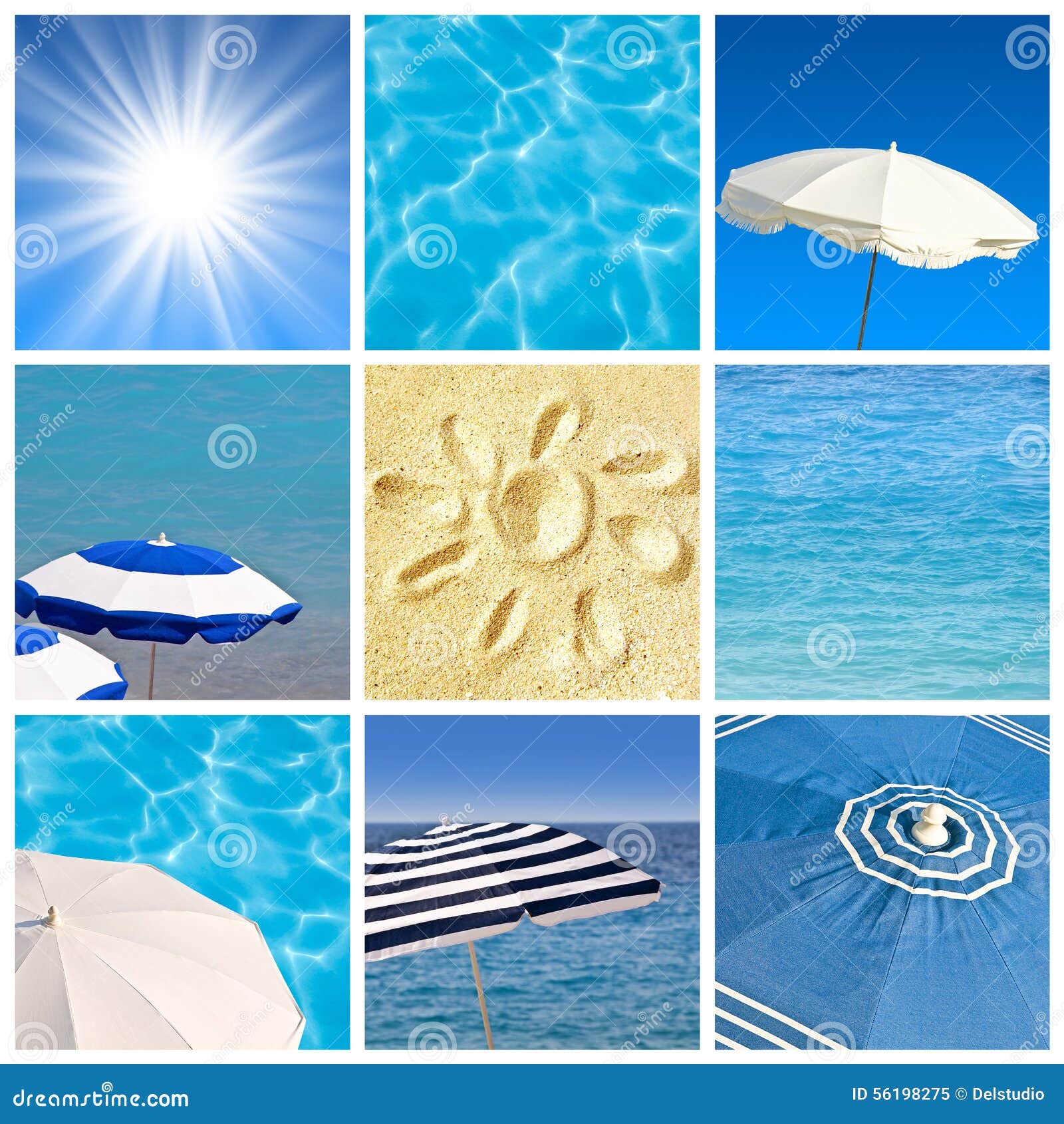 Beach Concept Square Collage Stock Image - Image of water, blue: 56198275
