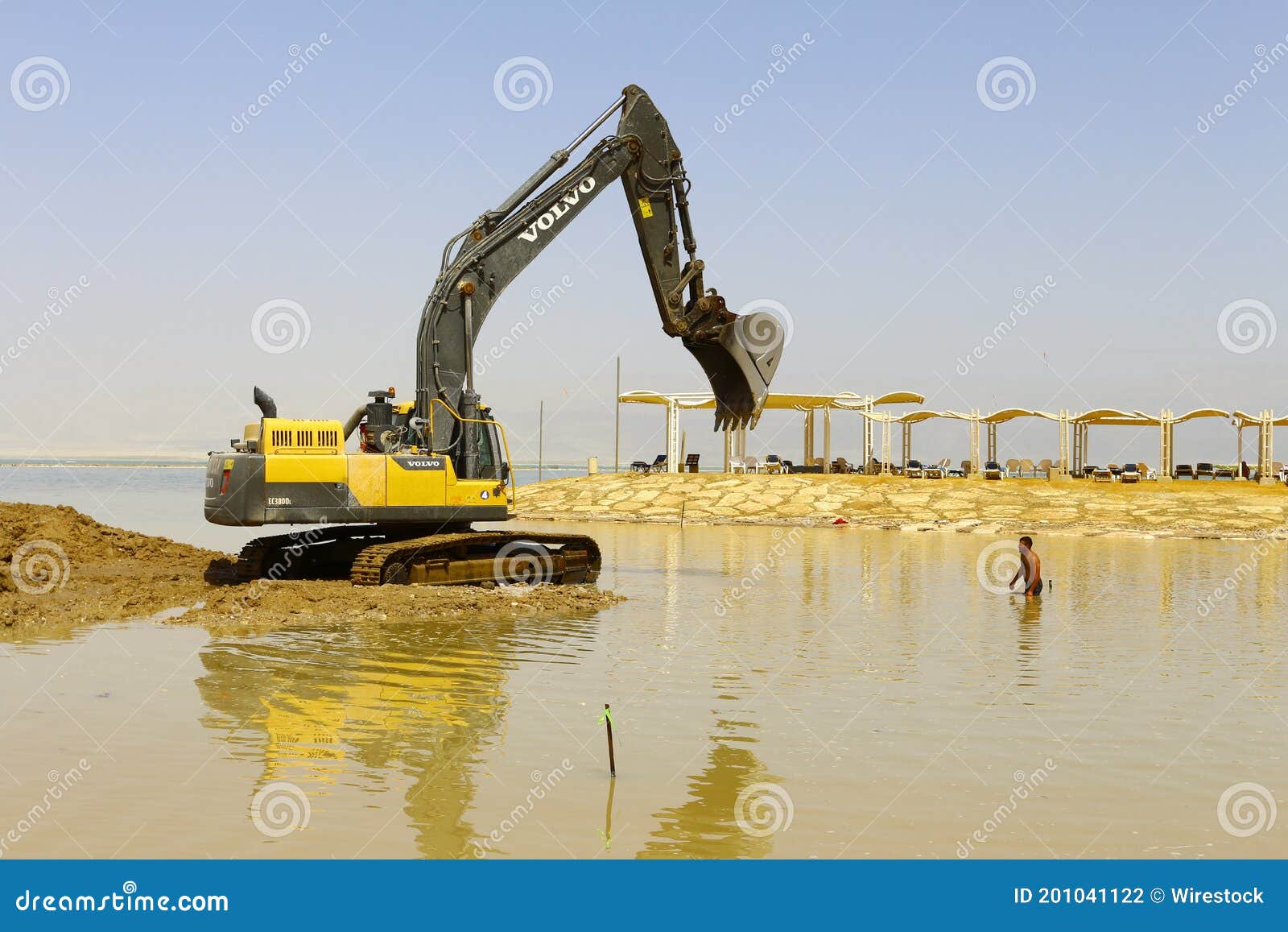 Beach Construccion at the Beach Dead Sea Editorial Photography - Image ...
