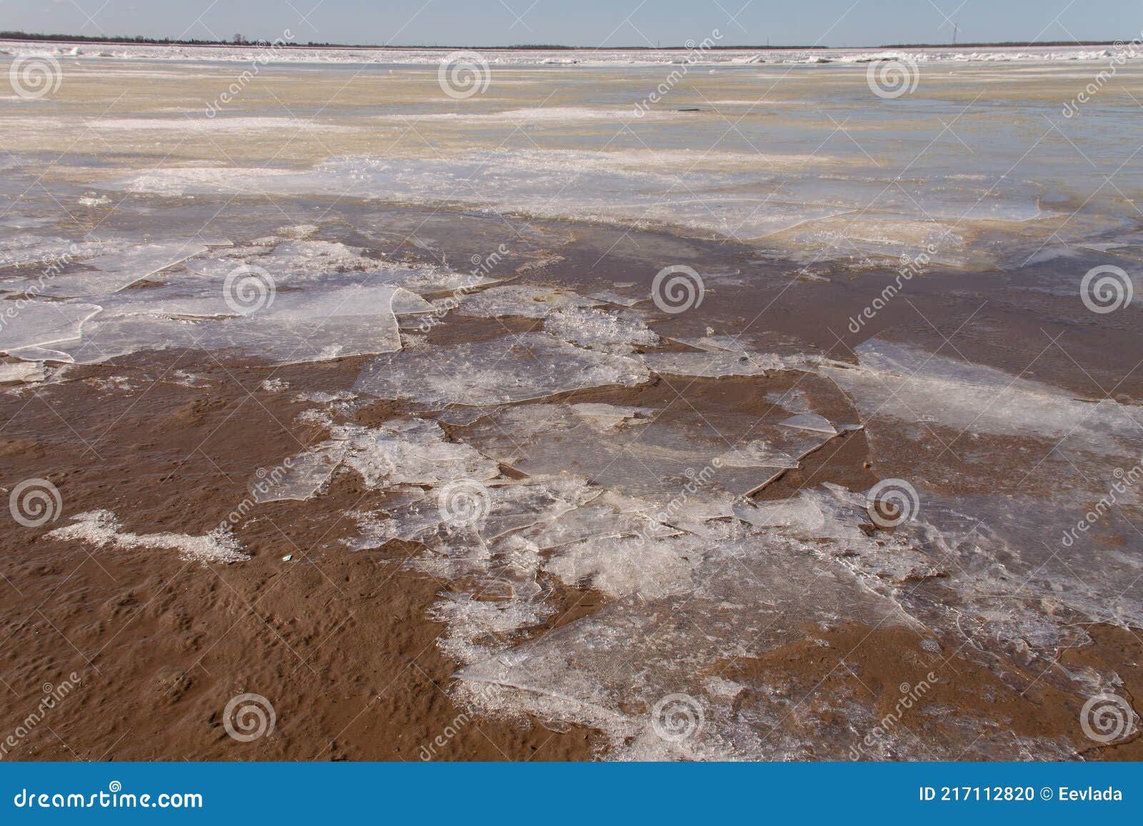The Beach is Covered with a Crust of Ice Stock Photo - Image of ...
