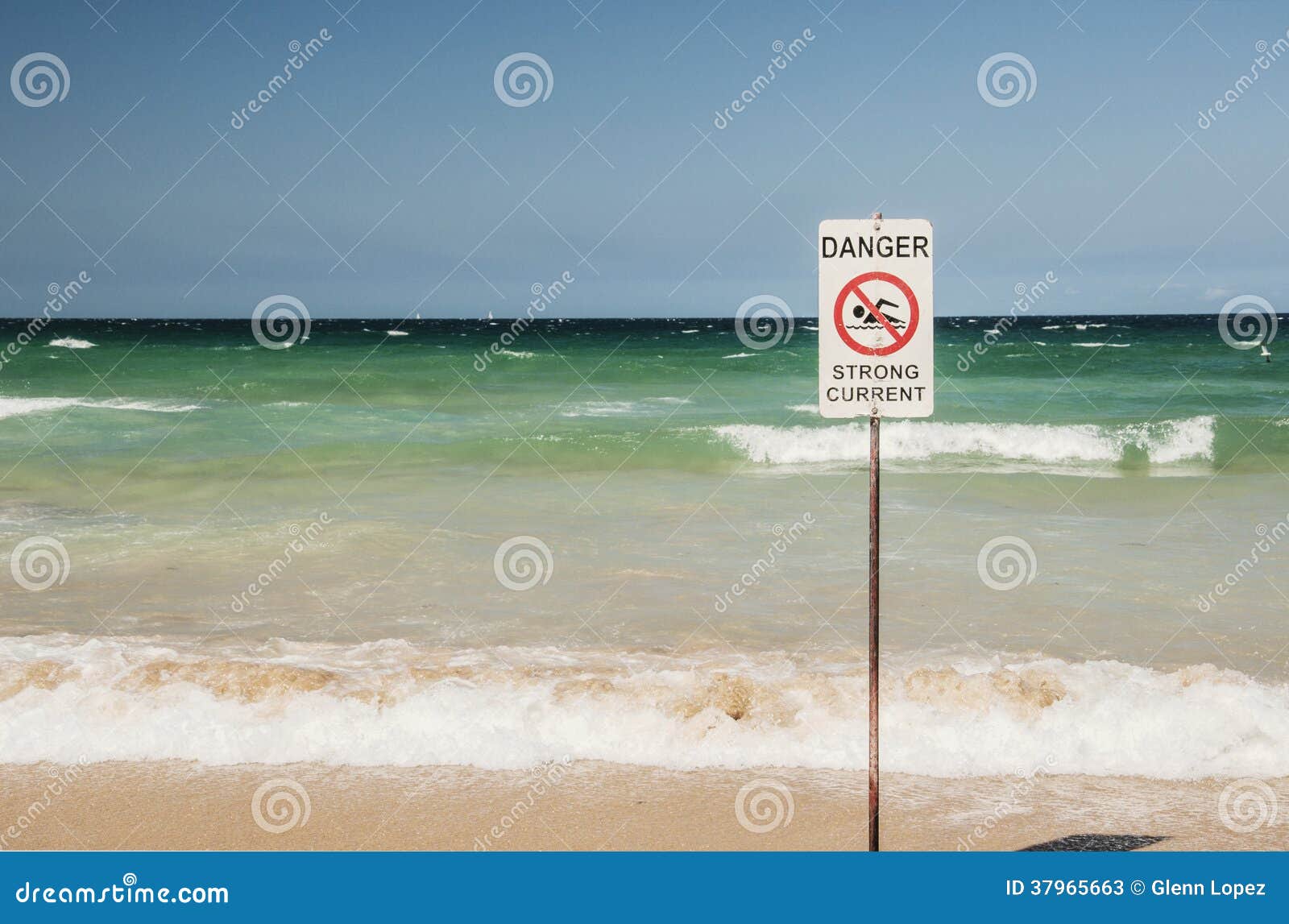 Beach Danger Sign stock image. Image of manly, australia - 37965663