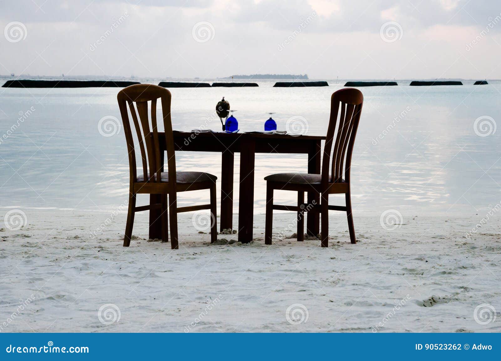 Beach Dinner - Maldives stock photo. Image of shore, beverage - 90523262