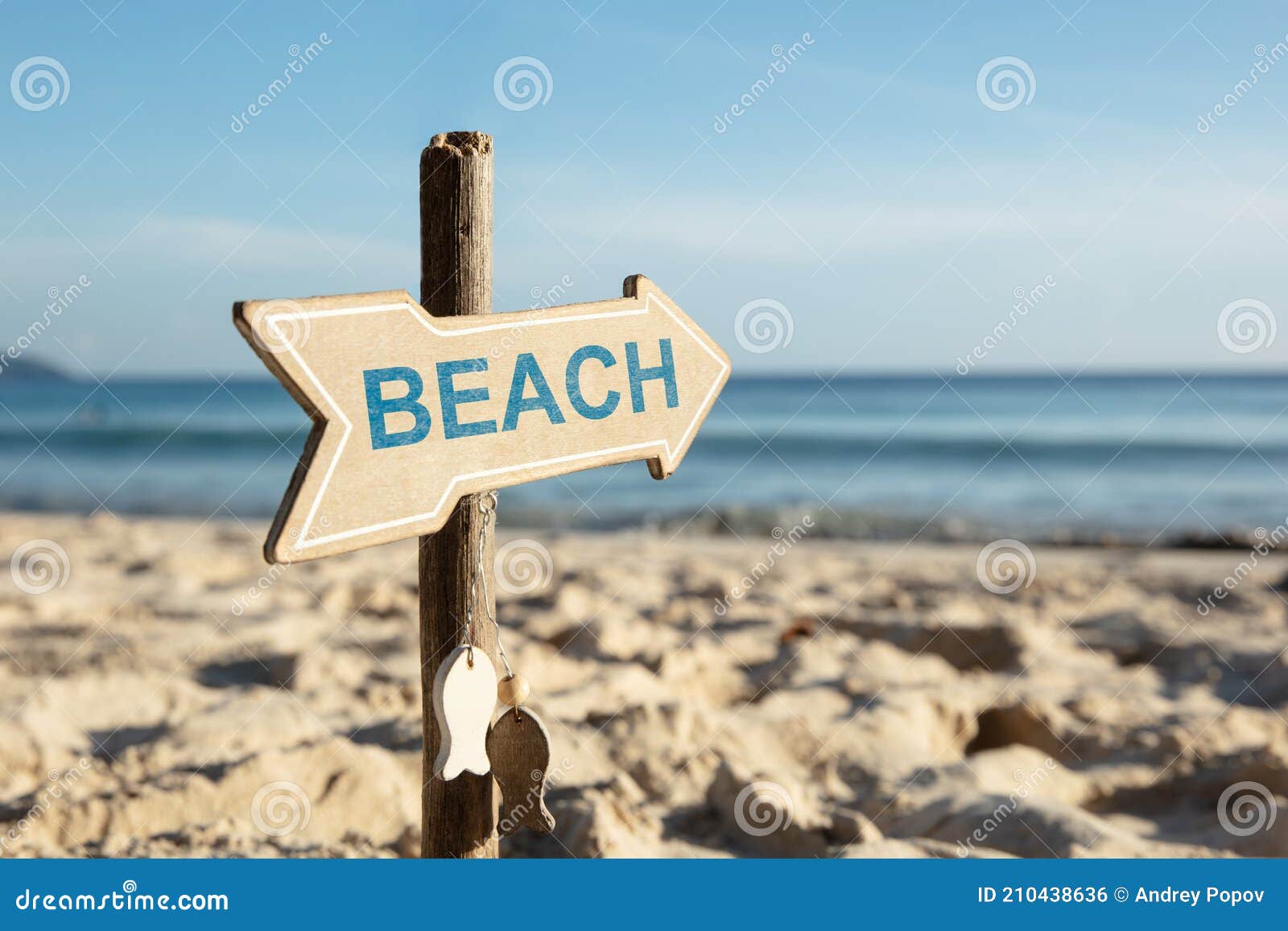 Beach Directional Sign Pole on Sandy Beach Stock Photo - Image of ...