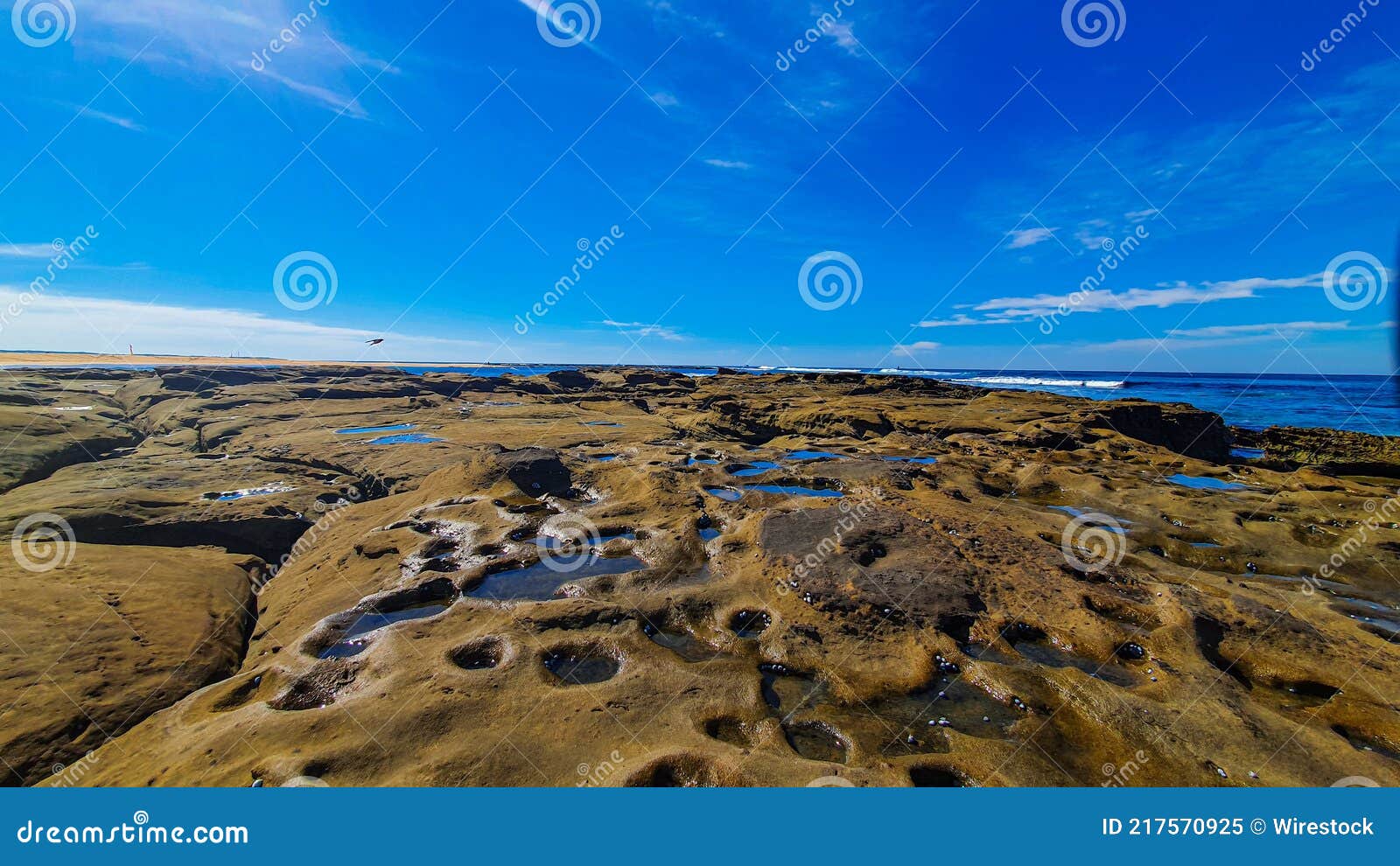 Beach at ebb tide stock image. Image of holes, seaside - 217570925