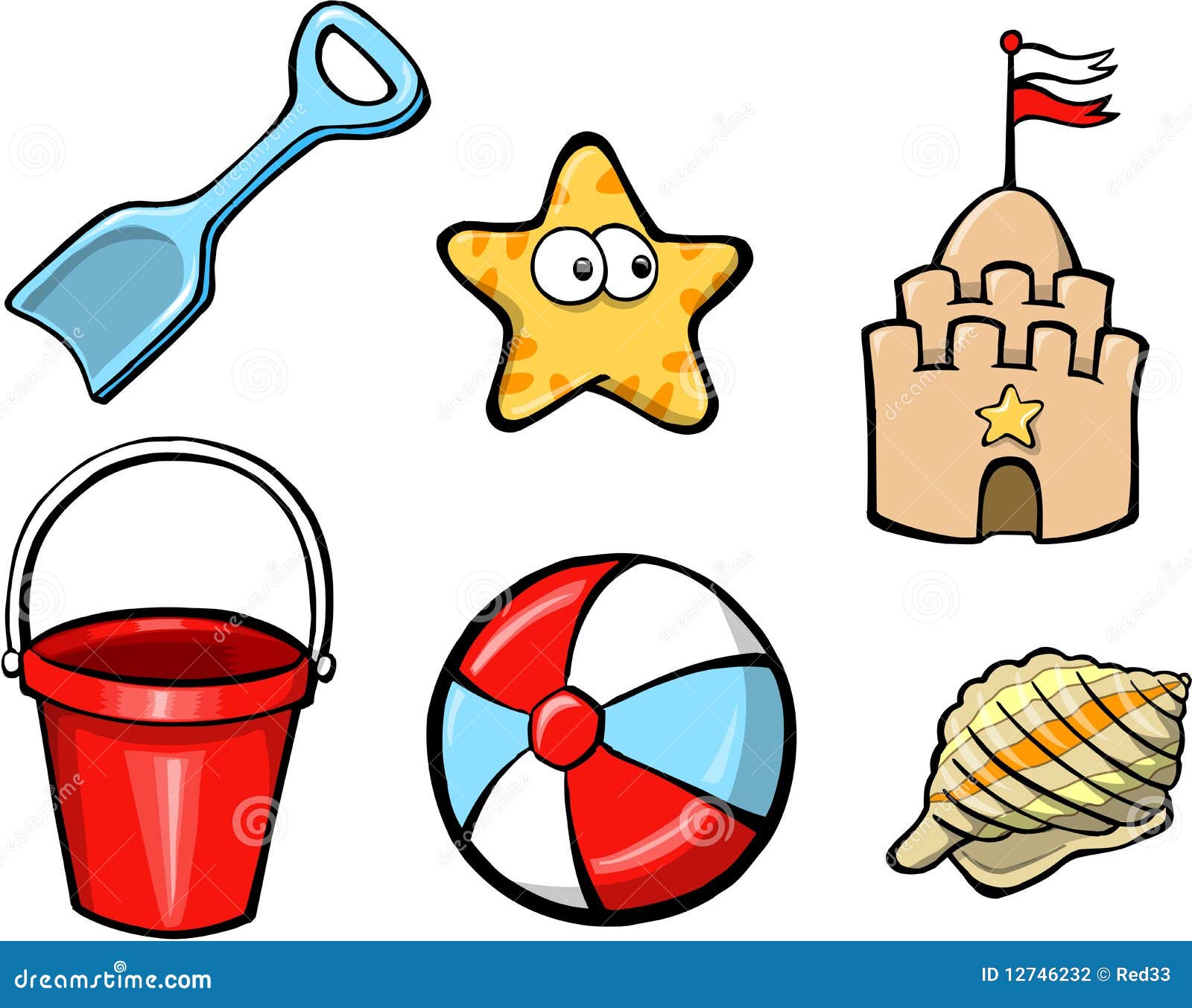 Beach Elements Set stock vector. Illustration of ball - 12746232