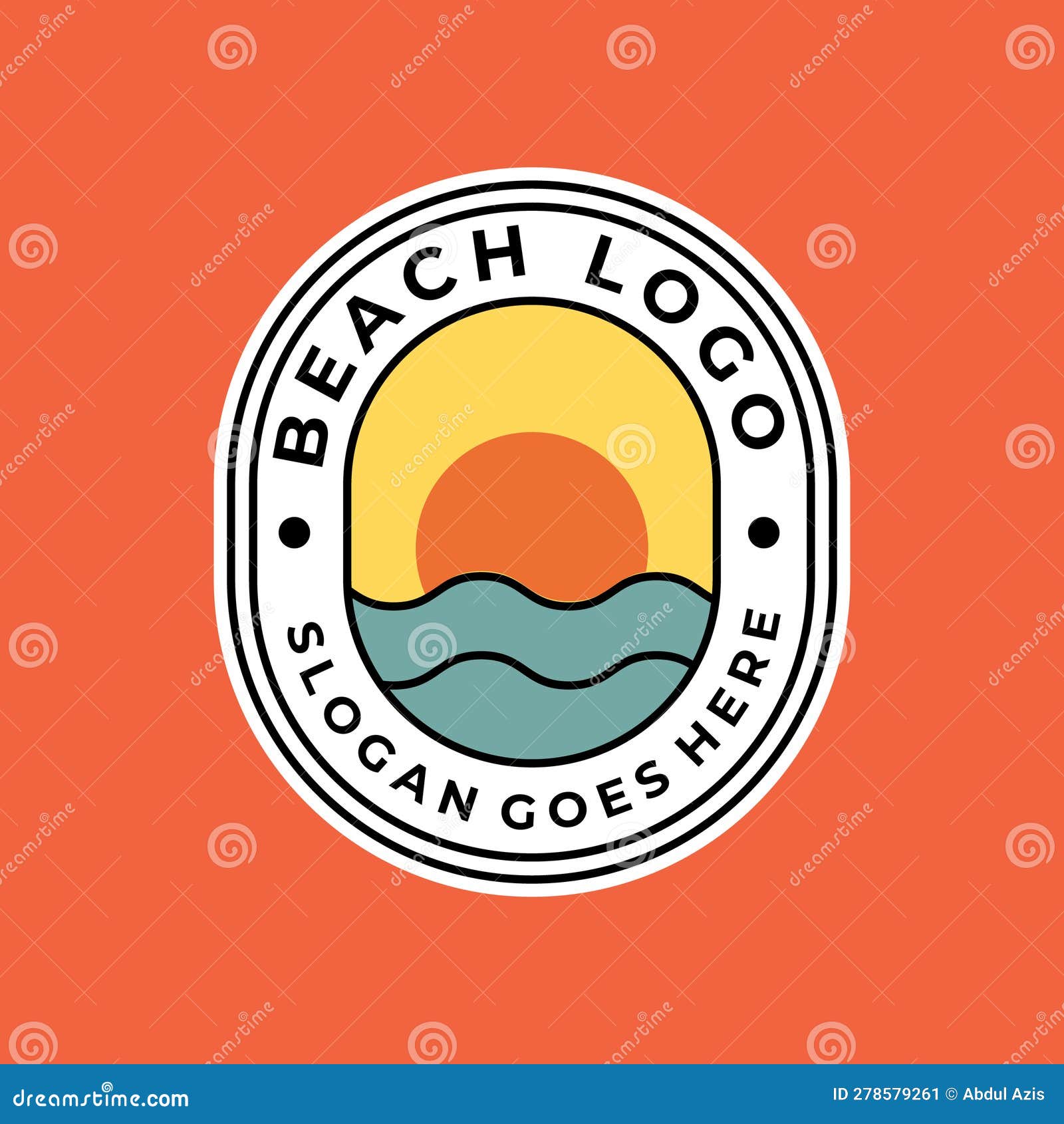Beach Emblem Logo Vector Sticker Badge Sunset Minimalist Stock Vector ...