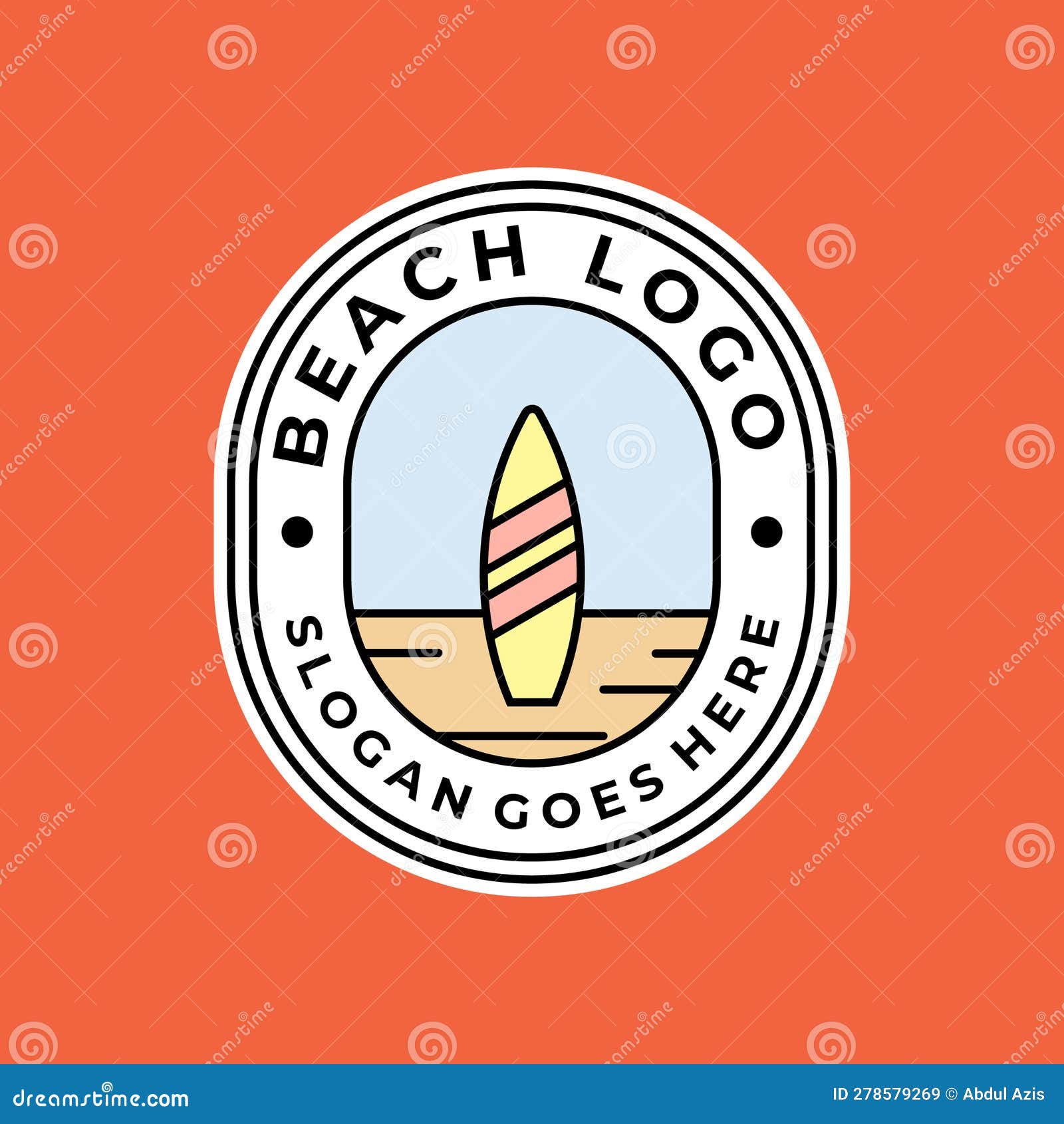 Beach Emblem Logo Vector Surfing Graphic Design Stock Vector ...
