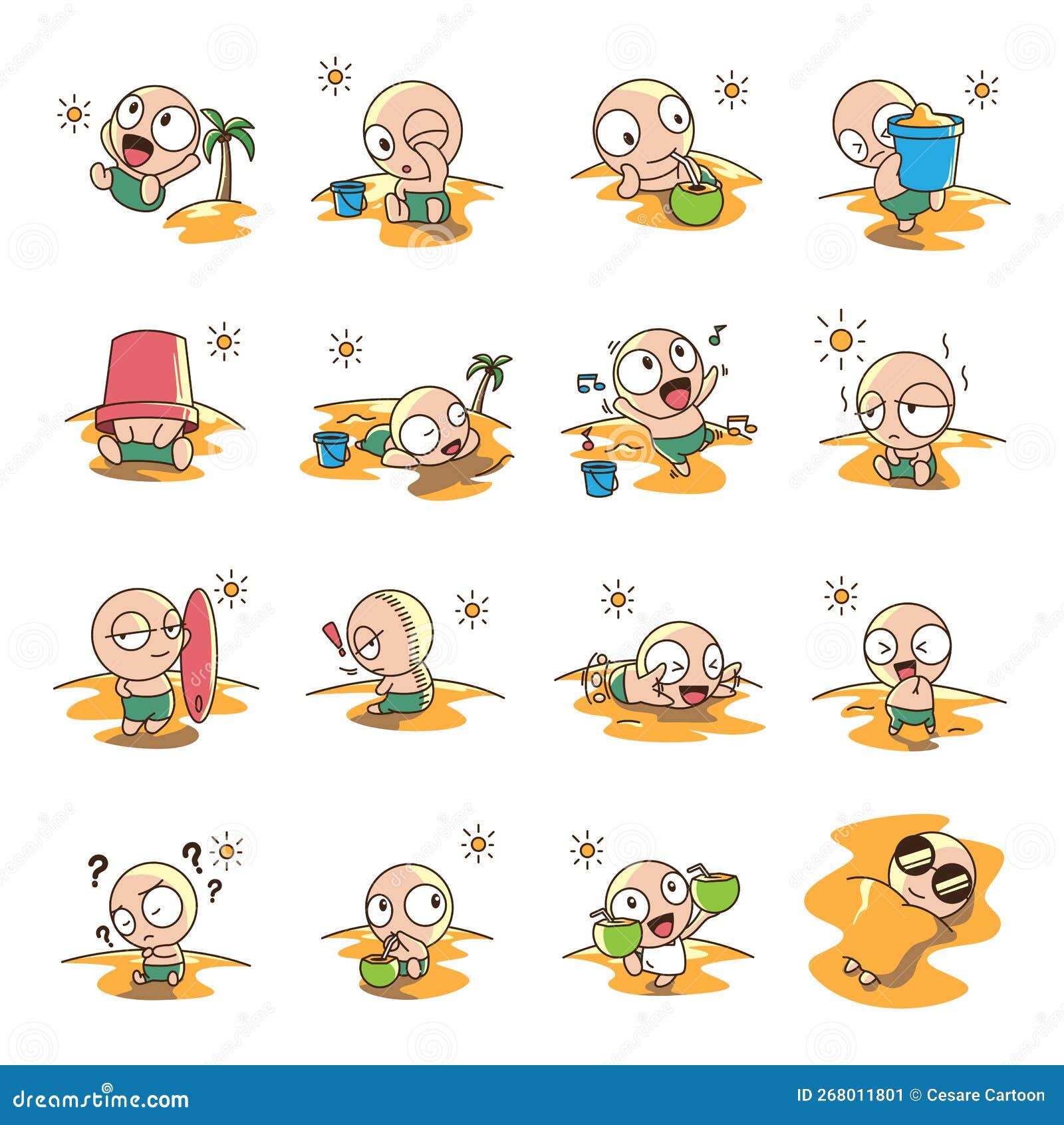 Beach emoticon set stock vector. Illustration of bucket - 268011801