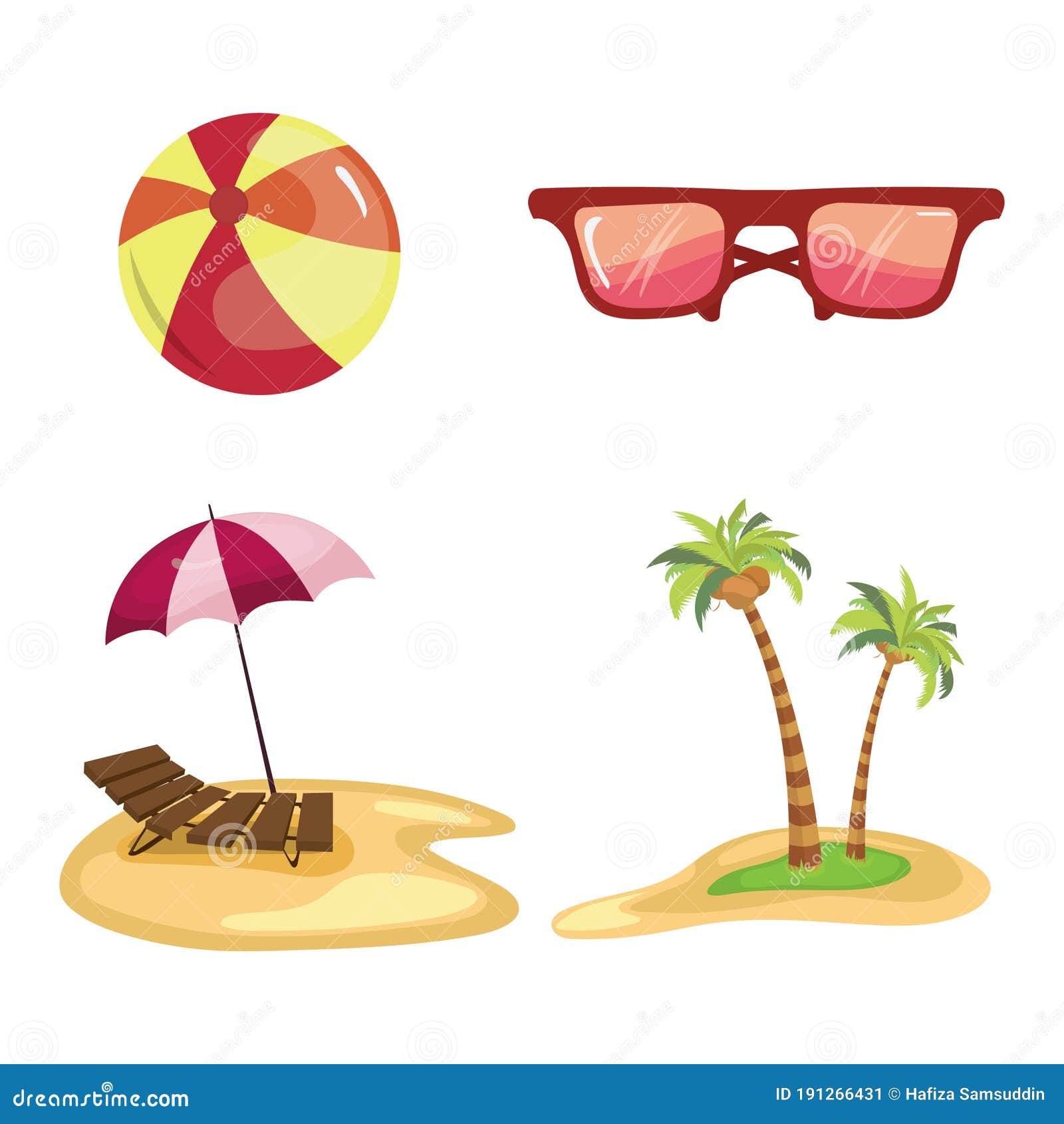 Beach Equipments. Vector Illustration Decorative Design Stock Vector ...
