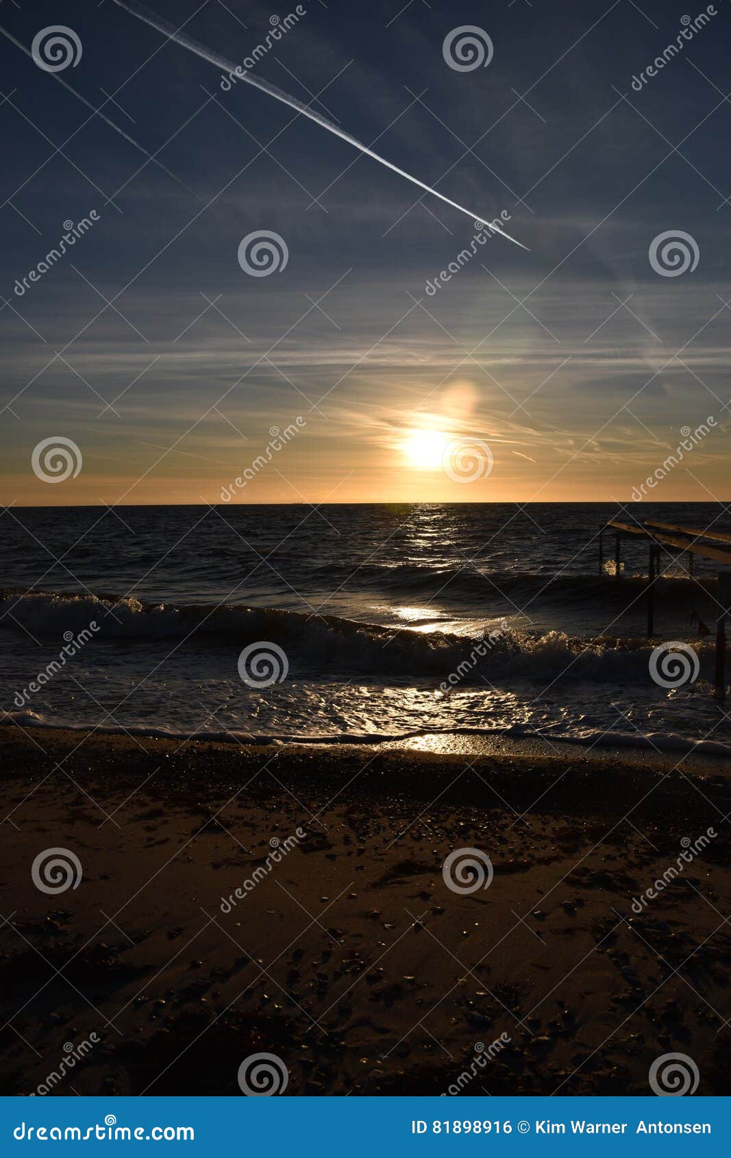 Beach at evening stock photo. Image of shore, dusk, sunset - 81898916