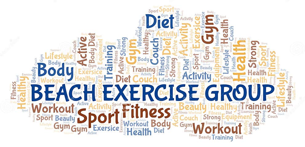 Beach Exercise Group Word Cloud Stock Illustration - Illustration of ...