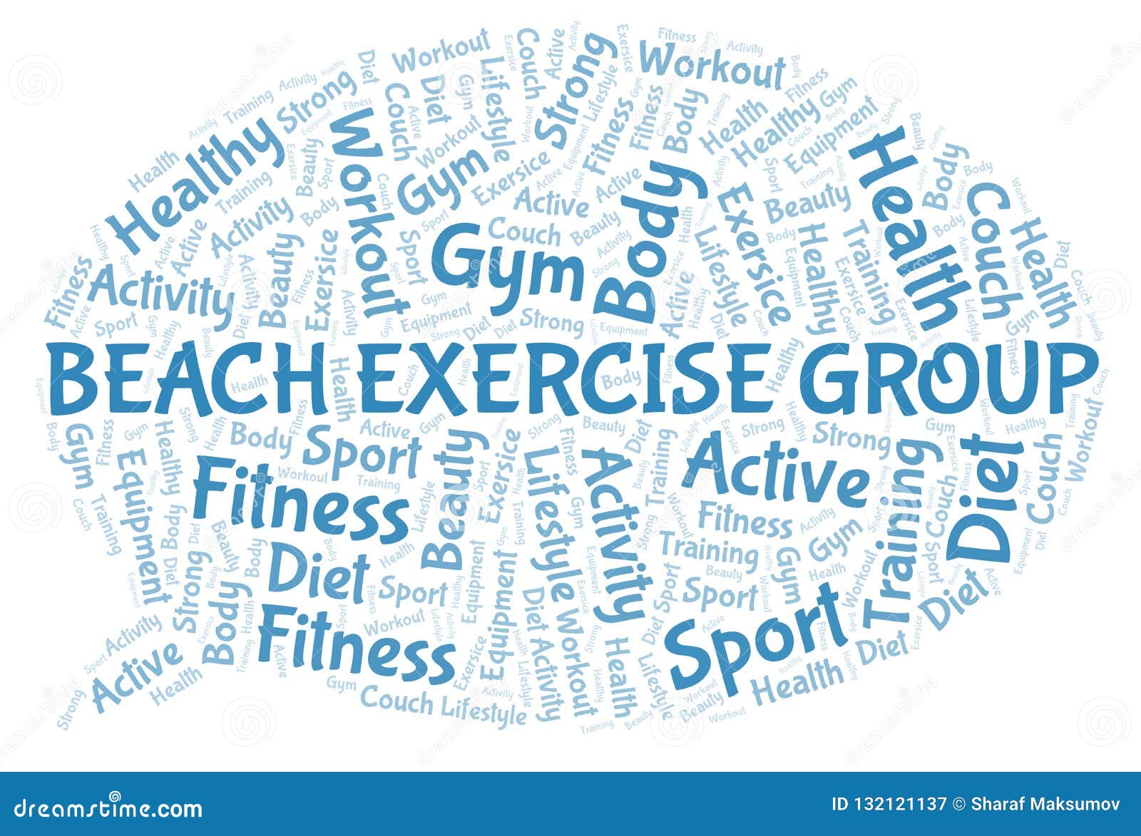 Beach Exercise Group Word Cloud Stock Illustration - Illustration of ...