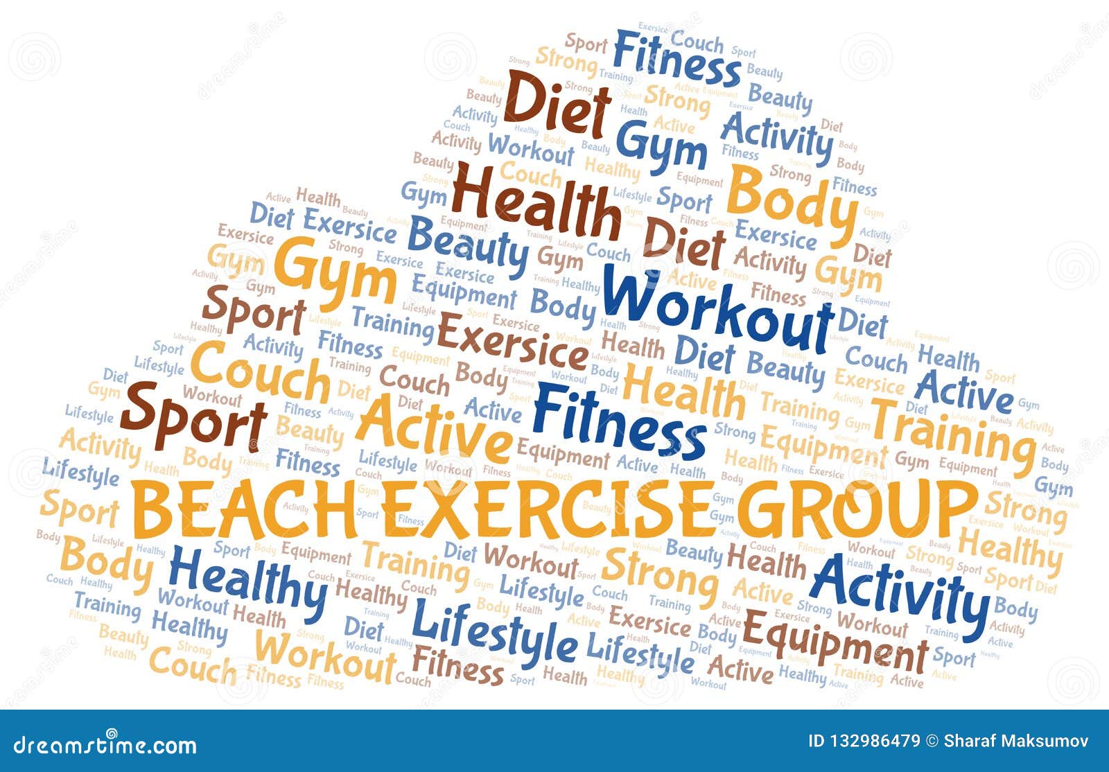 Beach Exercise Group Word Cloud Stock Illustration - Illustration of ...