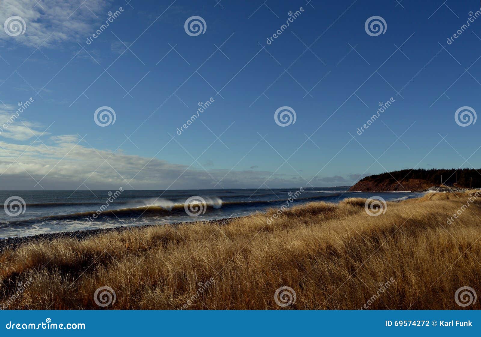 Beach in fall with waves stock photo. Image of nova, canadian - 69574272