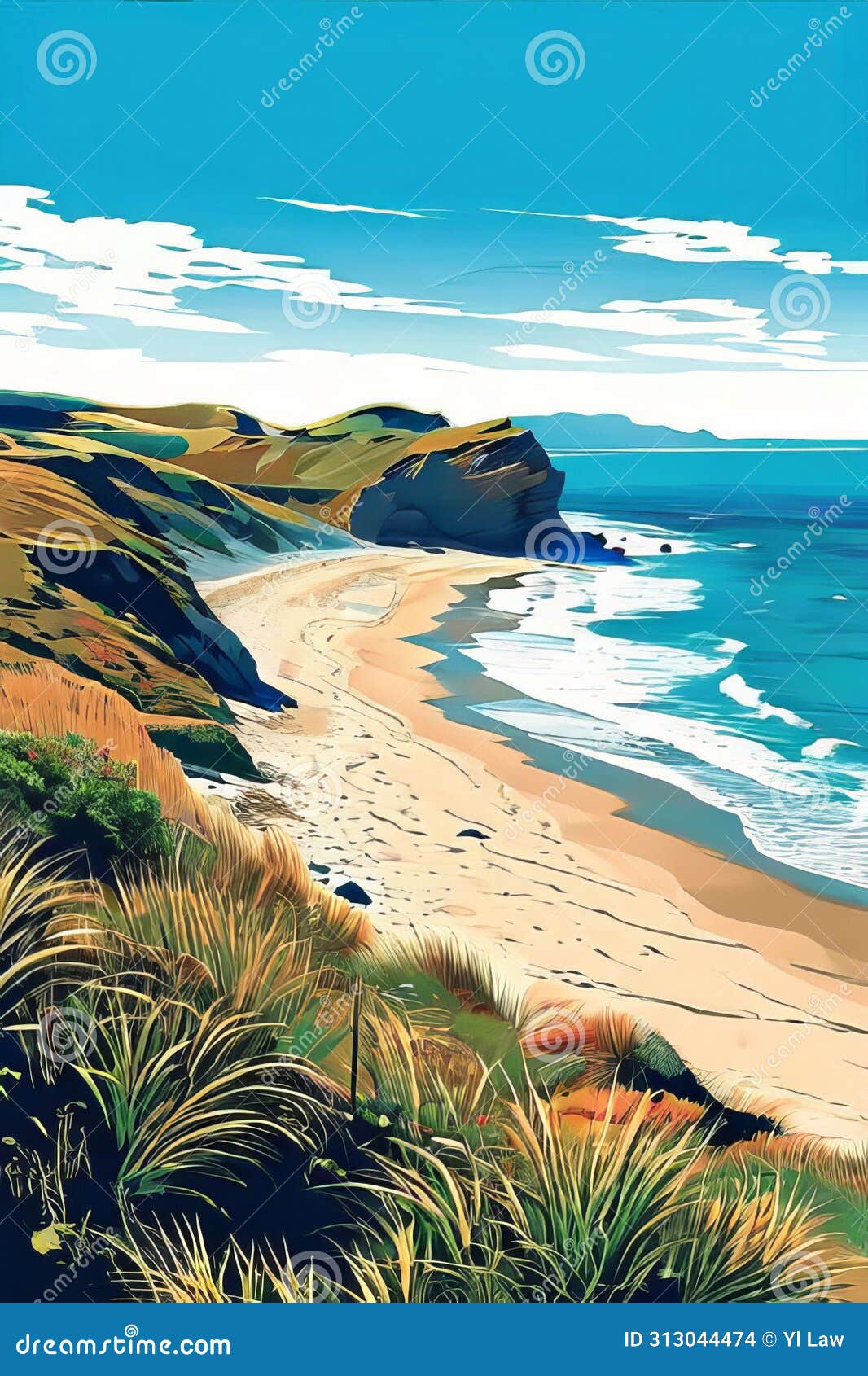 Beach Features Draw the Outline of the Beach Editorial Stock Image ...