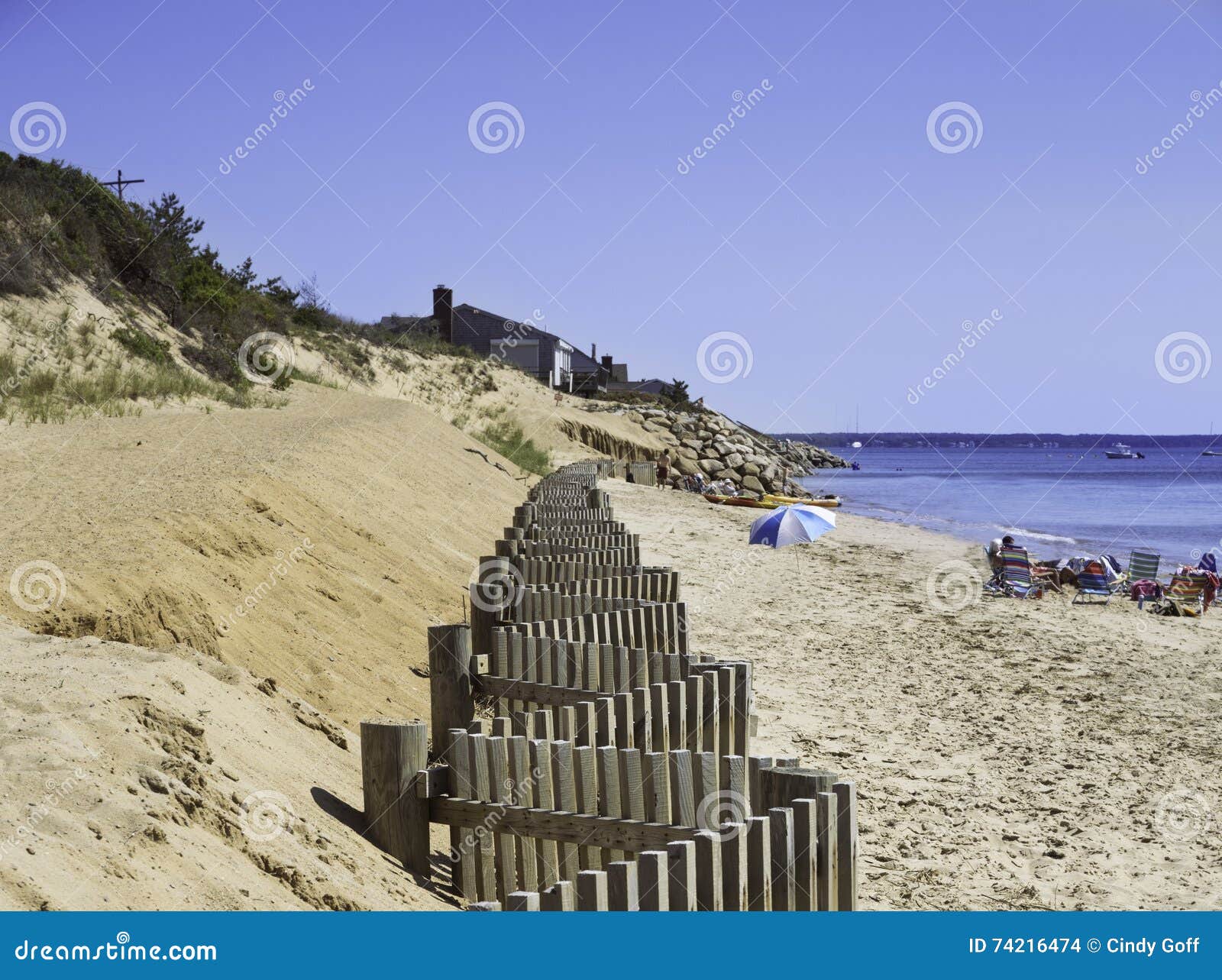Beach Fence on a Beach in Eastham, MA Cape Cod. Stock Photo - Image of ...