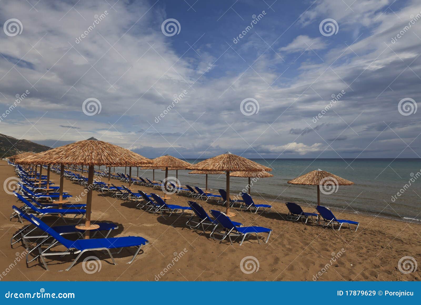 A Beach Filled with Sun Beds Stock Image - Image of sunbed, idyllic ...