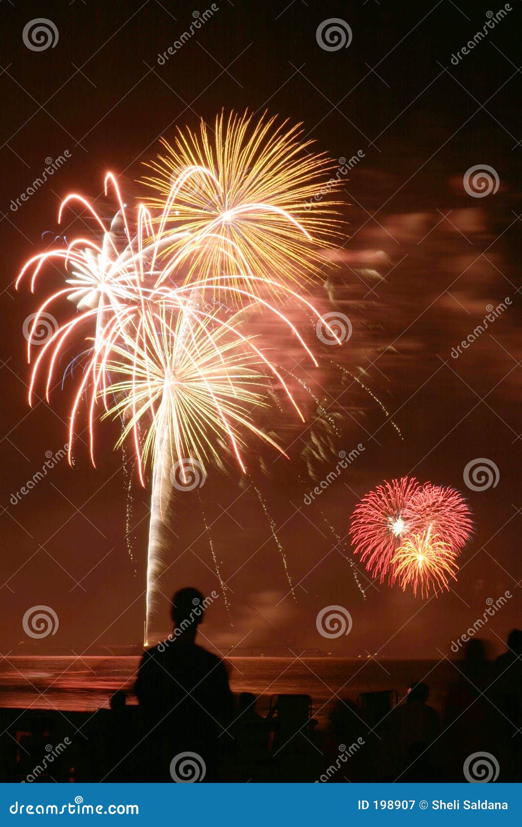 Beach Fireworks stock image. Image of spectacle, shoot - 198907