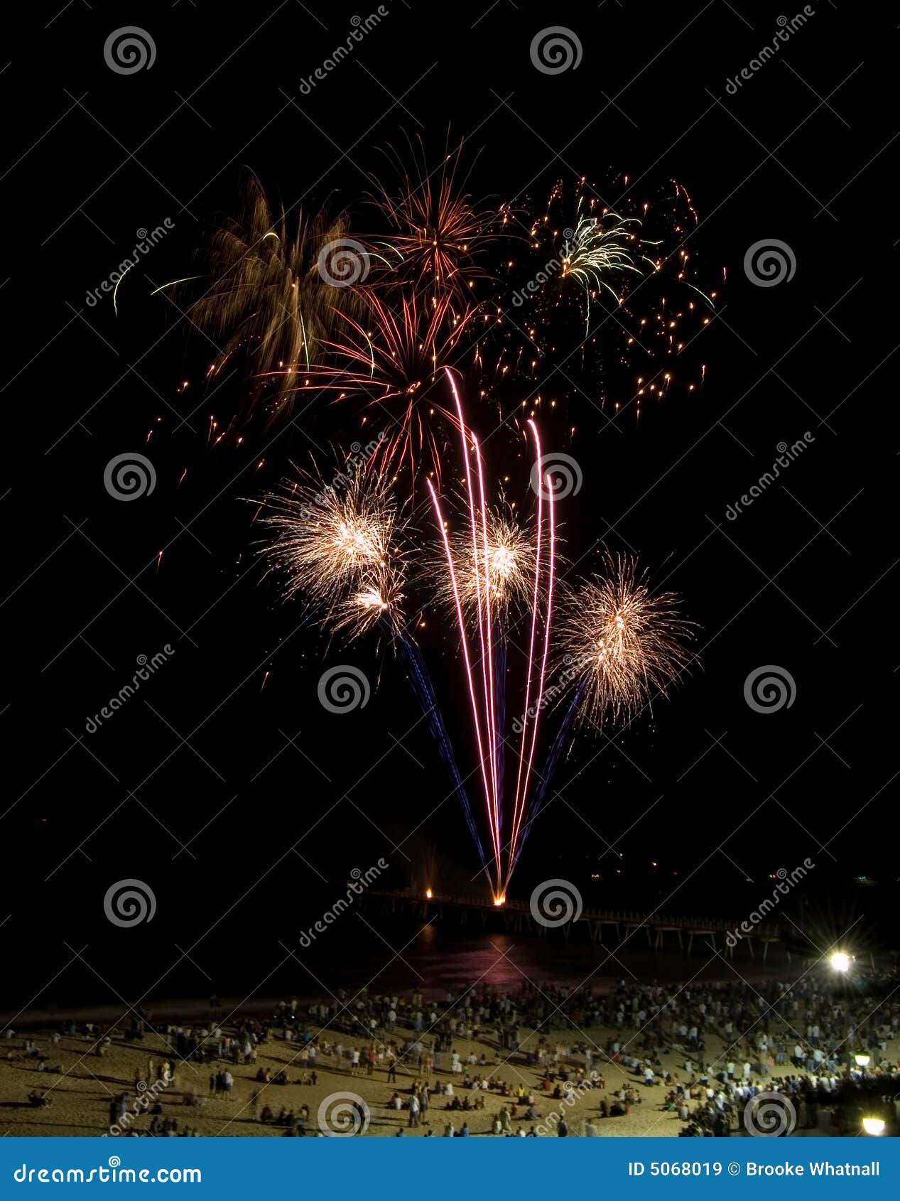 Beach Fireworks stock image. Image of evening, explosive - 5068019