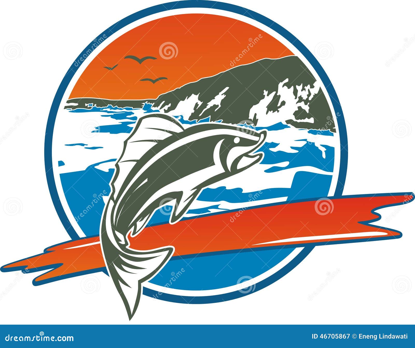 Beach and fish stock illustration. Illustration of design - 46705867