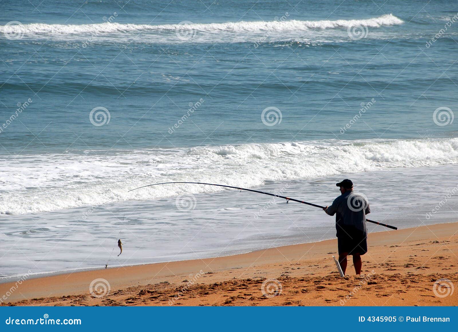 Beach fisherman stock image. Image of copy, horizontal - 4345905