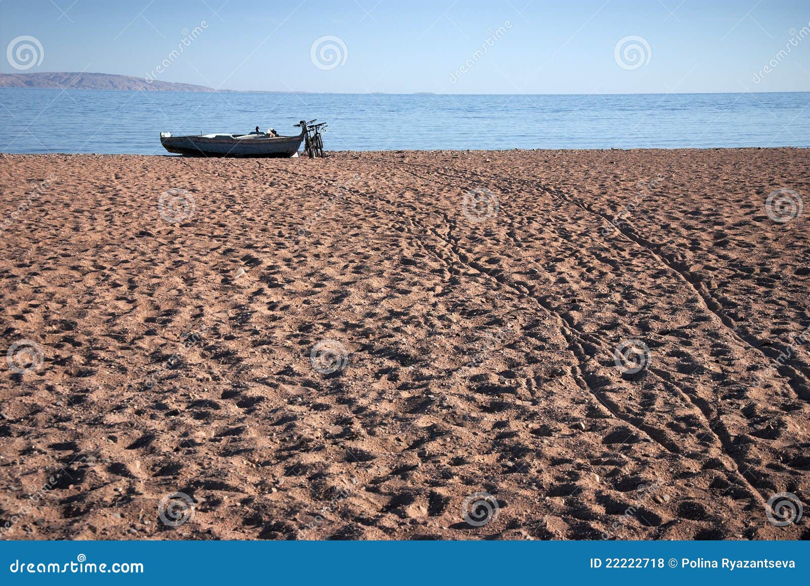Beach with Fishing Boat and Bikes Stock Photo - Image of destination ...