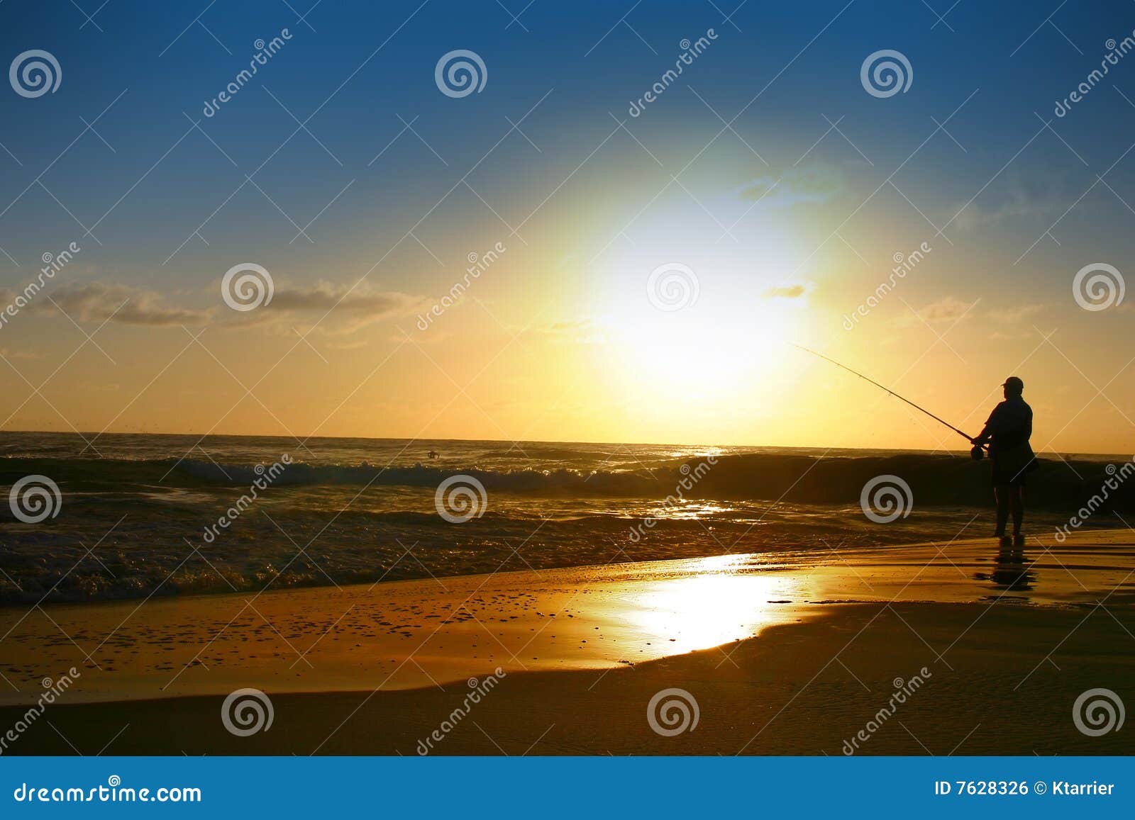 Beach Fishing Sunrise stock photo. Image of dawn, landscape - 7628326