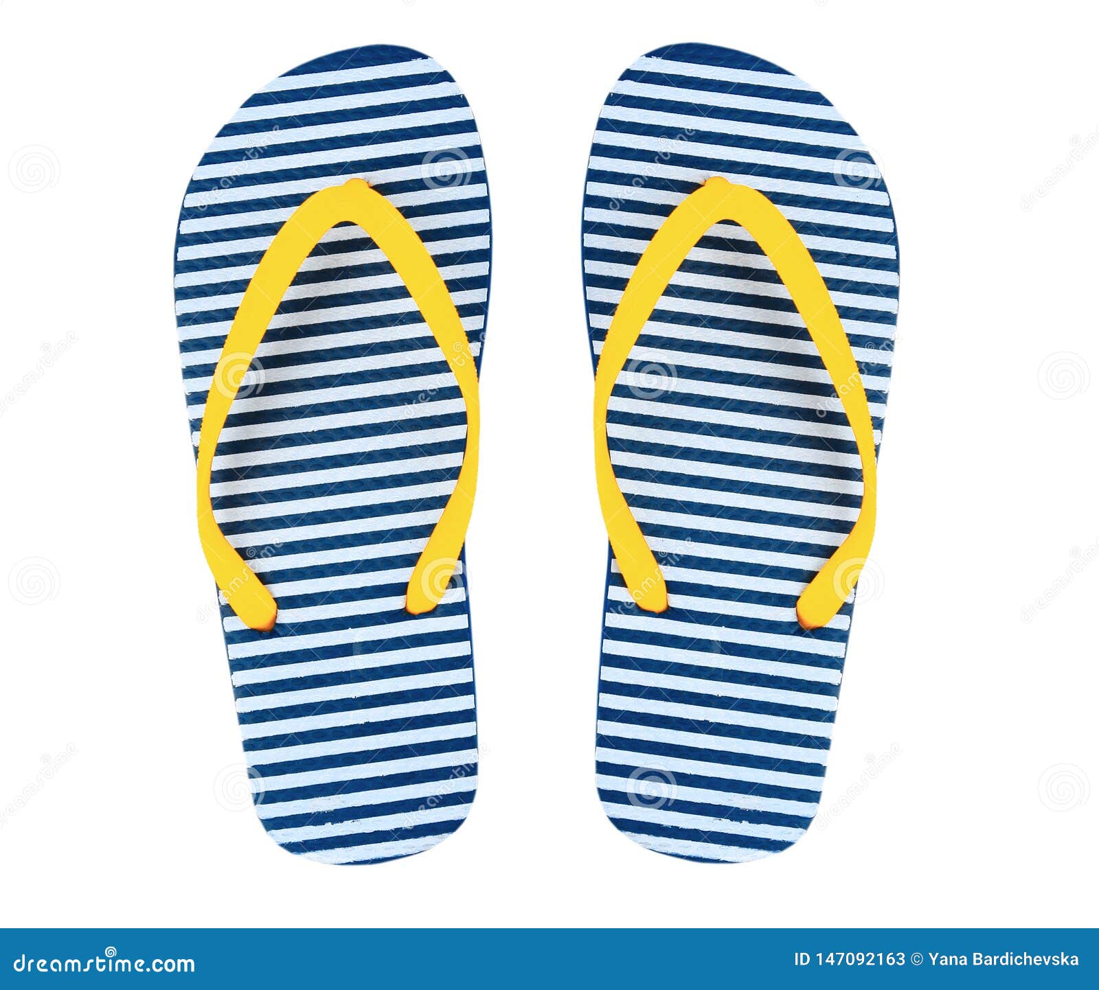 Beach Flip Flops Isolated,yellow and Blue Stripes Color. Stock Image ...