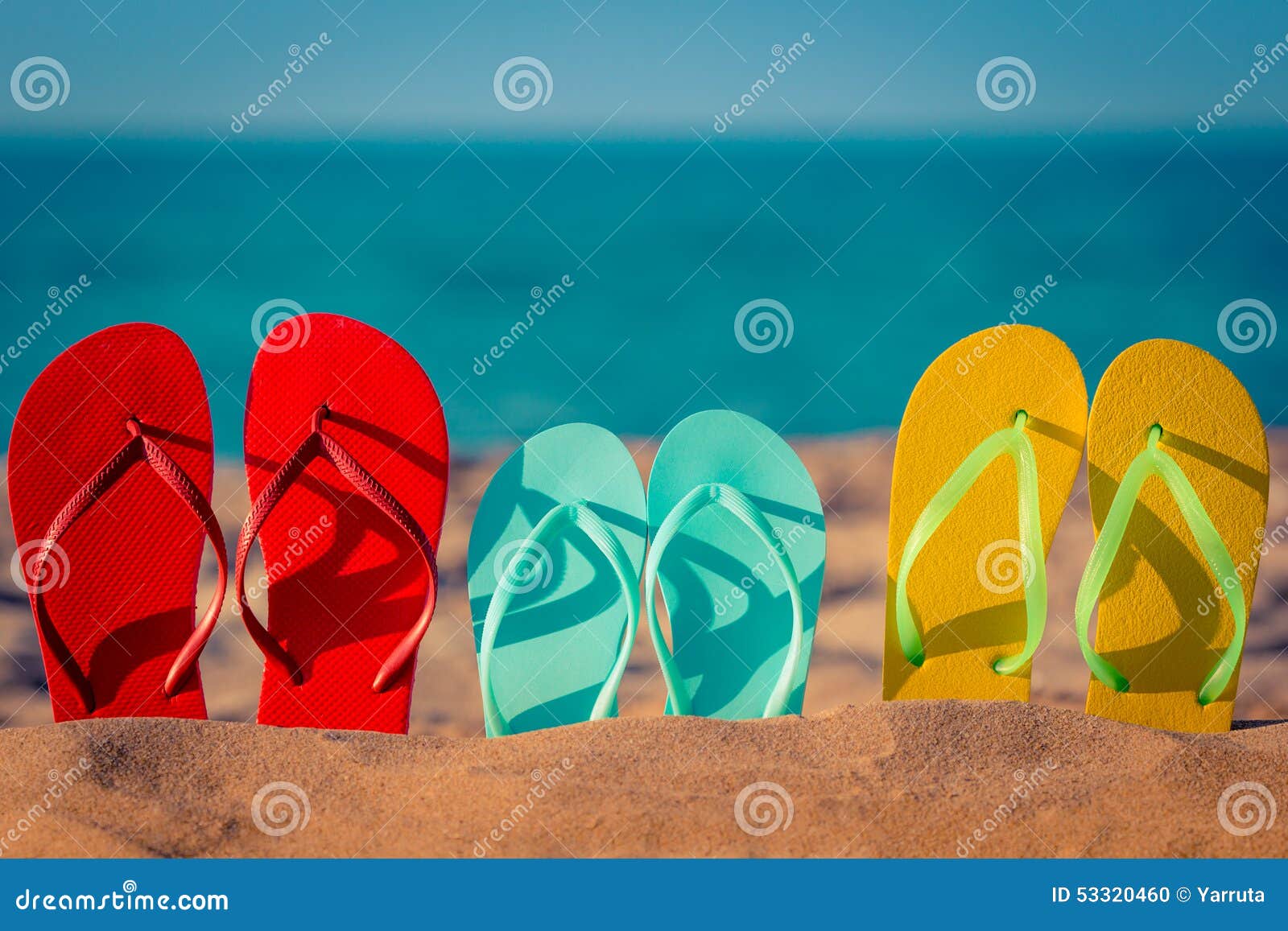 Beach Flip-flops on the Sand Stock Photo - Image of leisure, life: 53320460