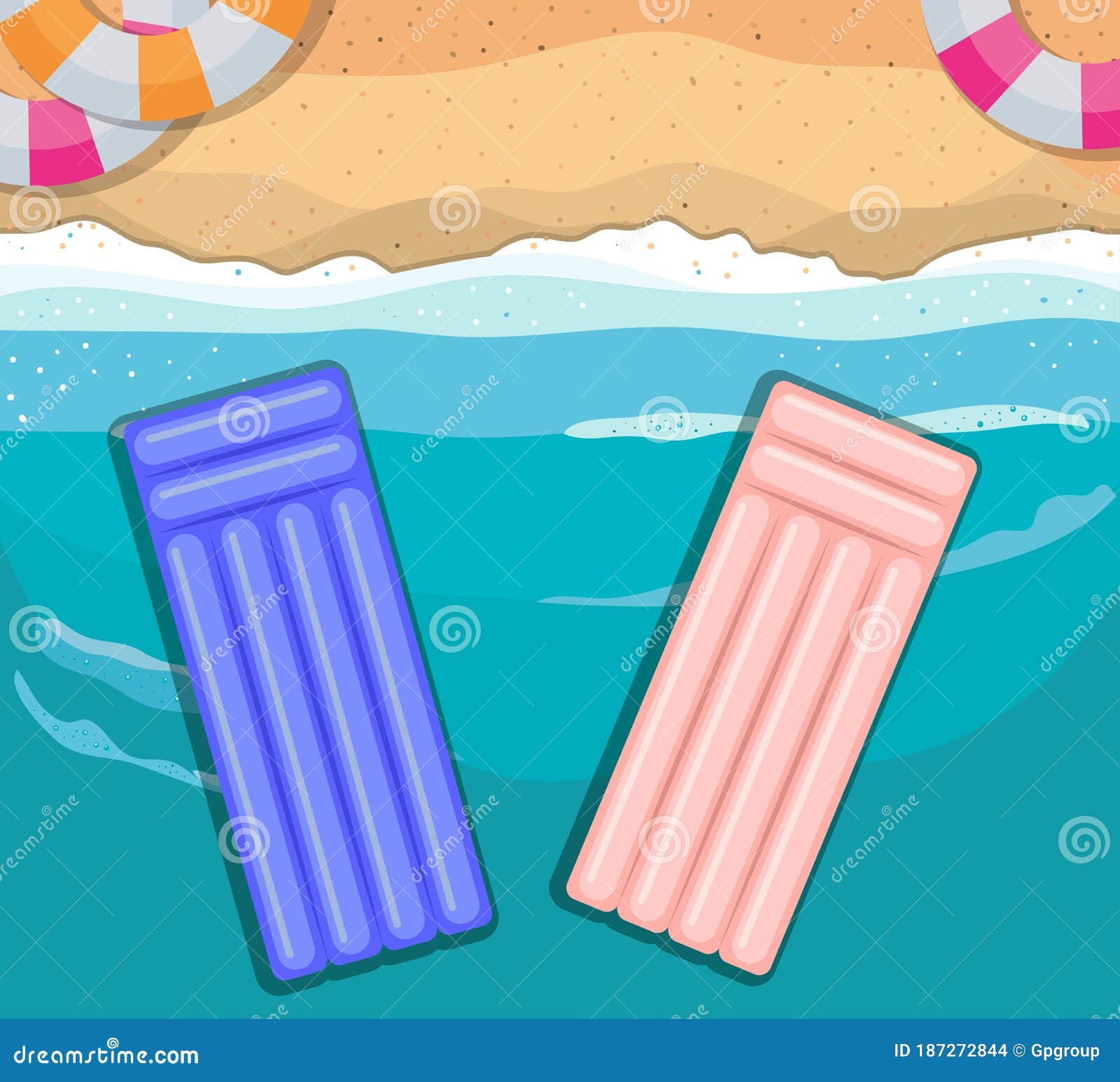 Beach with Floats Top View Vector Design Stock Vector - Illustration of ...