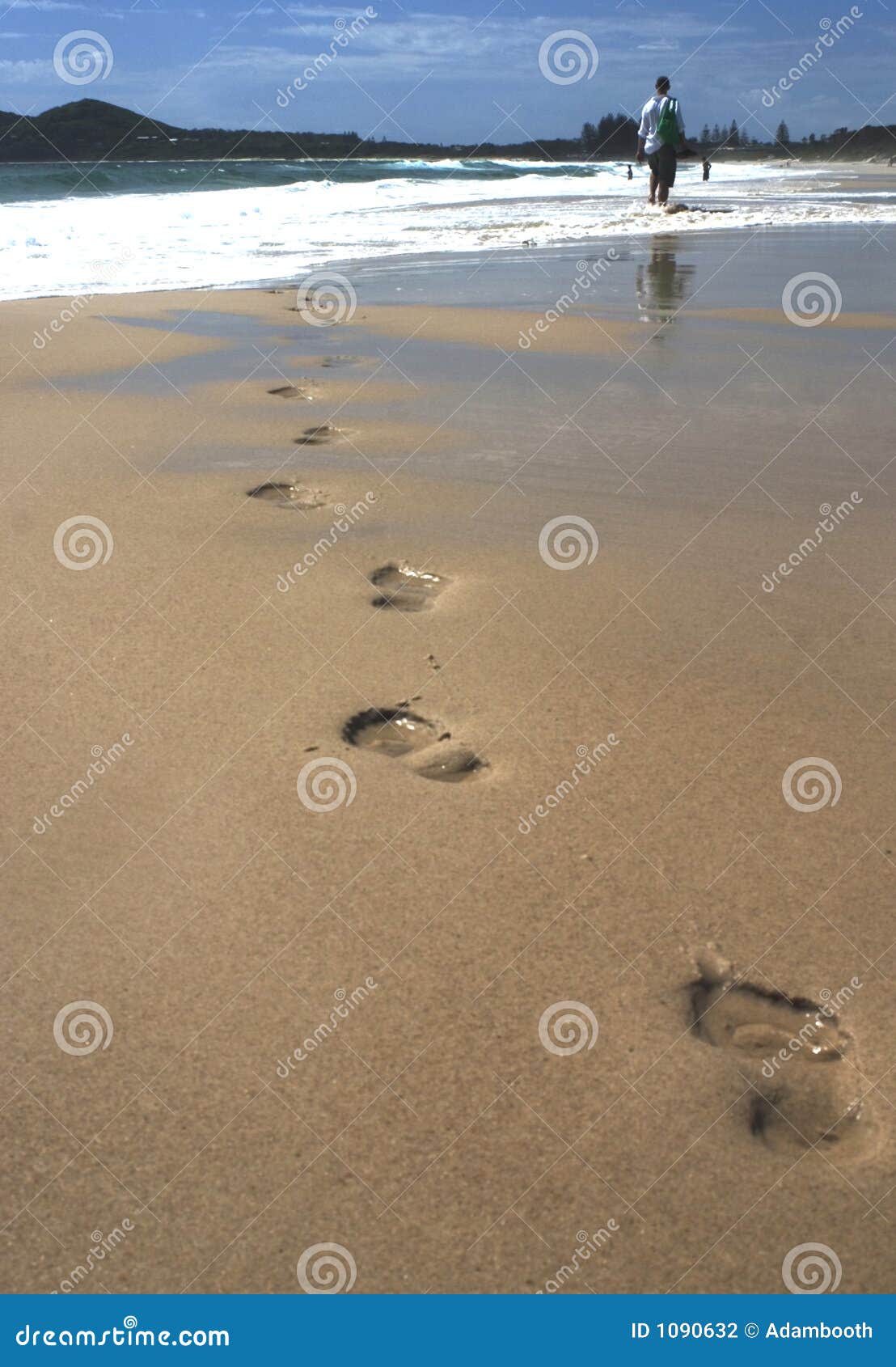 Beach Footsteps stock photo. Image of walk, surf, waves - 1090632