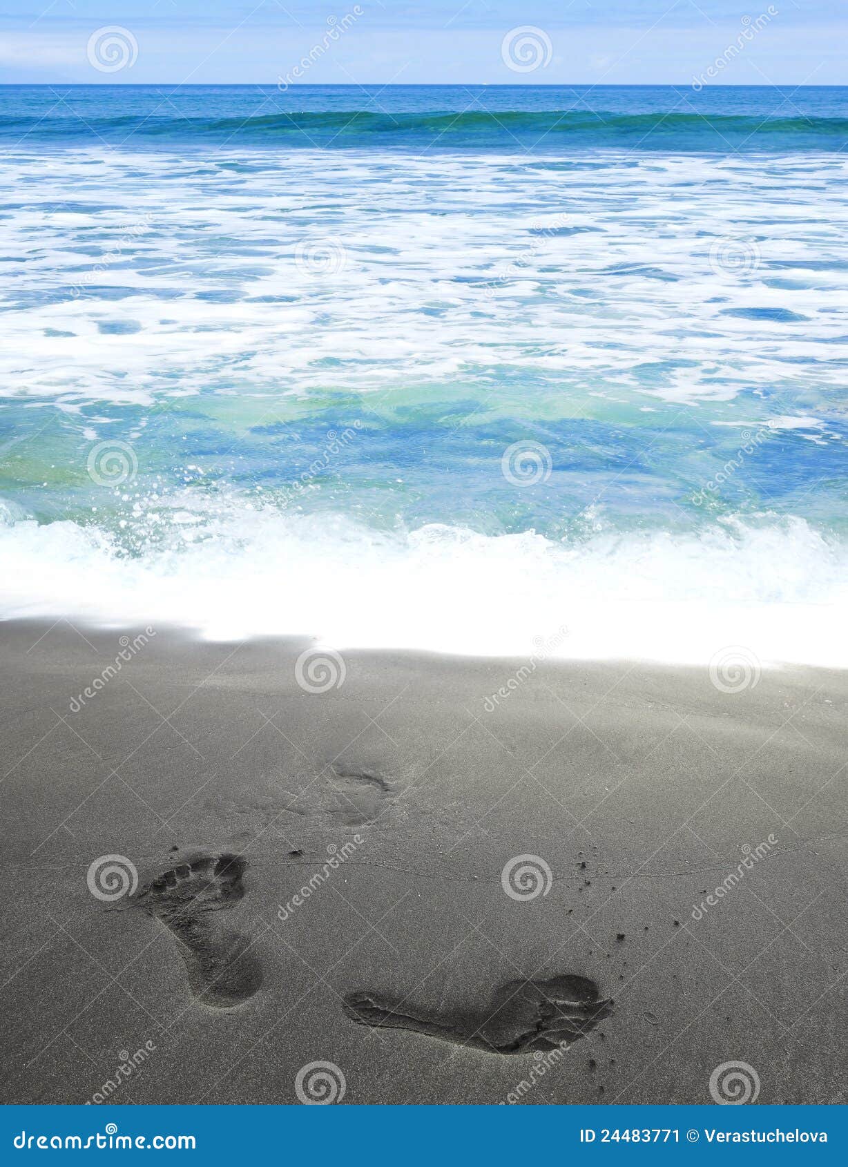 Beach with footsteps stock image. Image of barefoot, person - 24483771