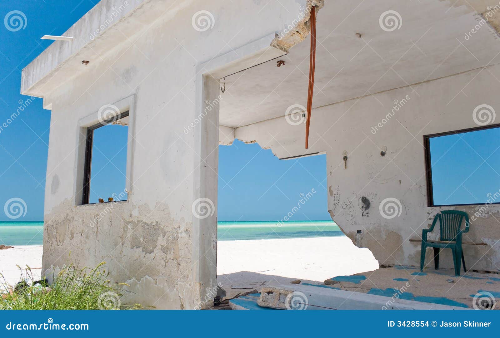 Beach-Front House Storm Damage Stock Photo - Image of abandoned, cement ...