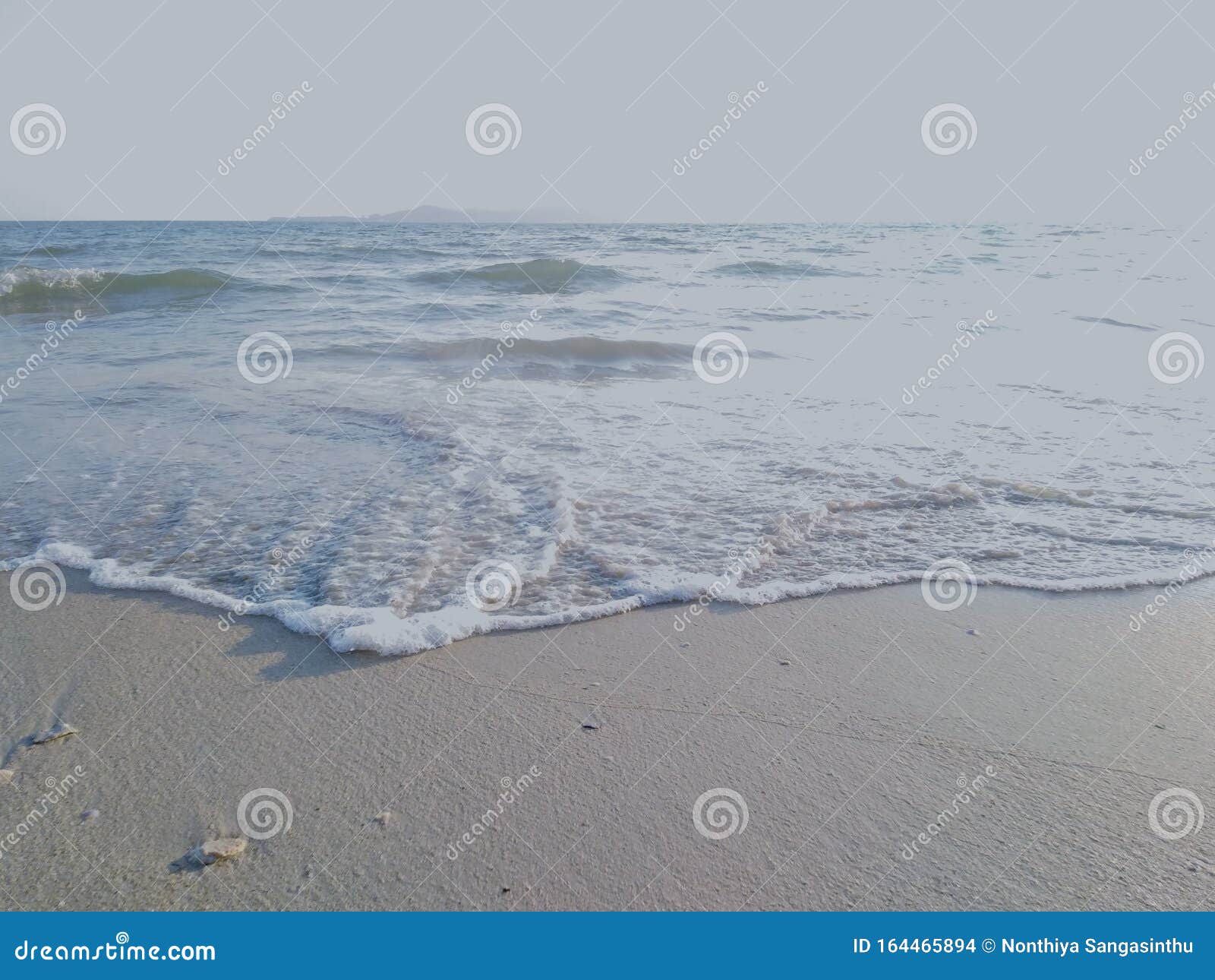 Beach Front Withe Sand Slow Wave Up and Down Stock Photo - Image of ...