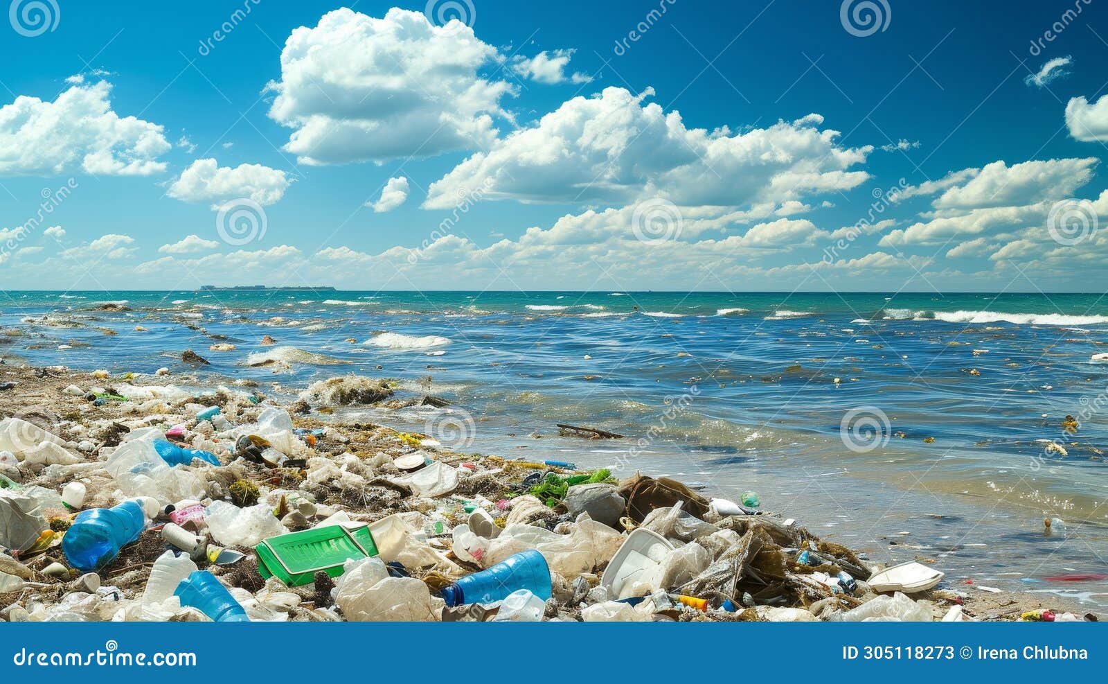 Beach Full of Garbage and Plastic Waste for Environmental and Recycle ...