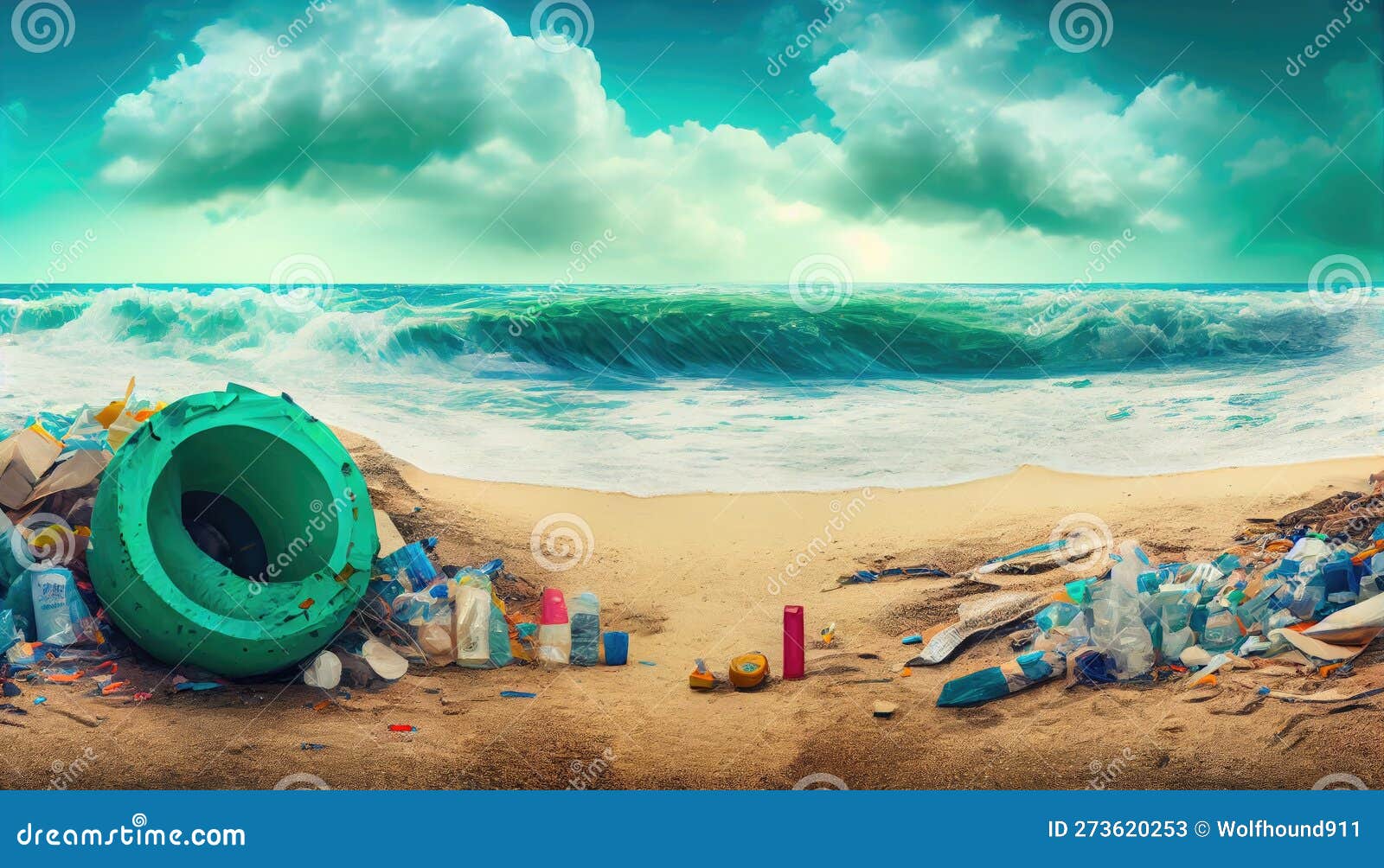 A Beach Full of Garbage and Plastic Waste. Generate Ai. Stock Image ...