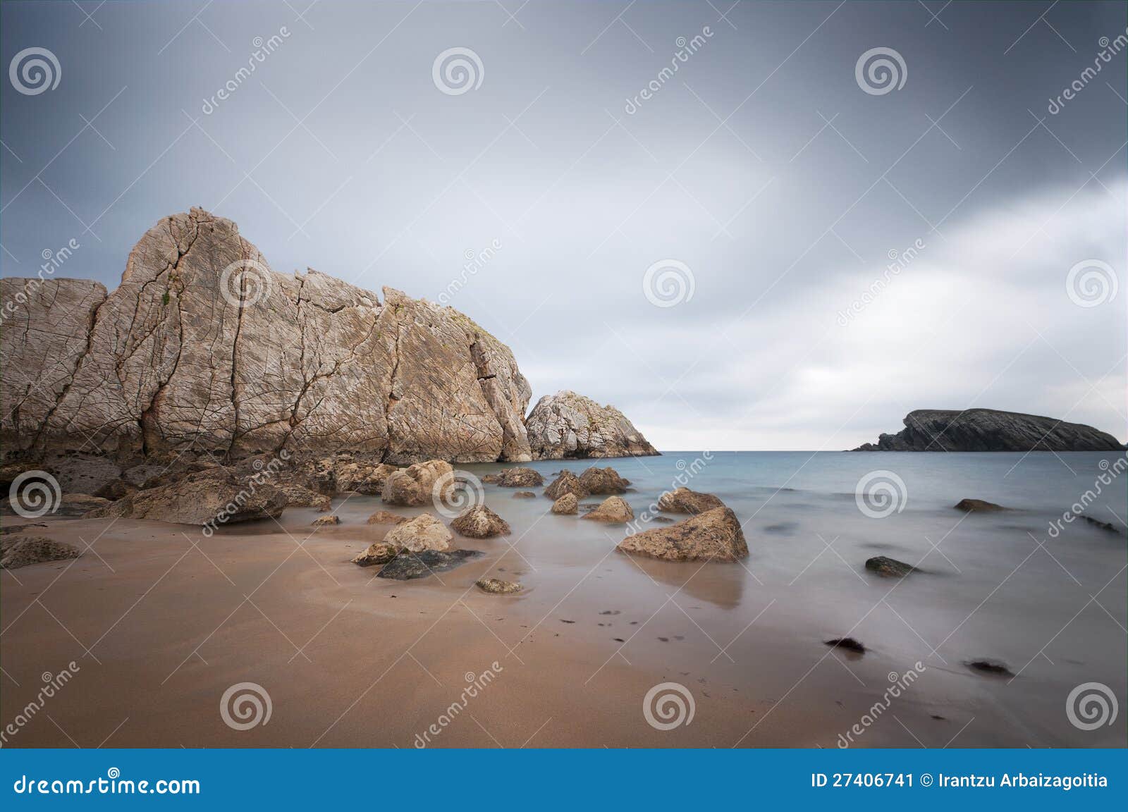 Beach Full of Rocks with Cloudy Sky, Spain Stock Image - Image of ...