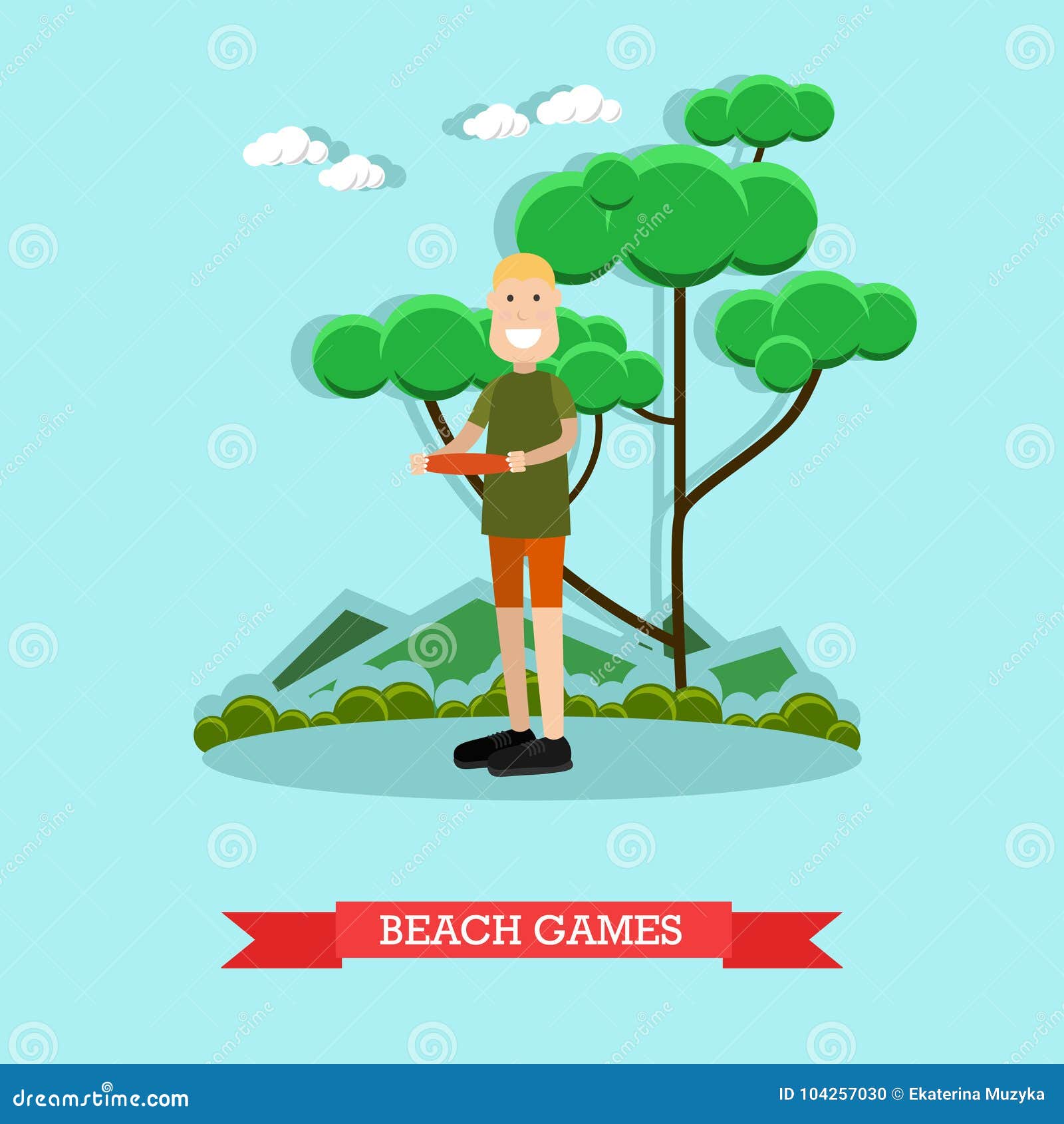Beach Games Vector Illustration in Flat Style Stock Vector ...